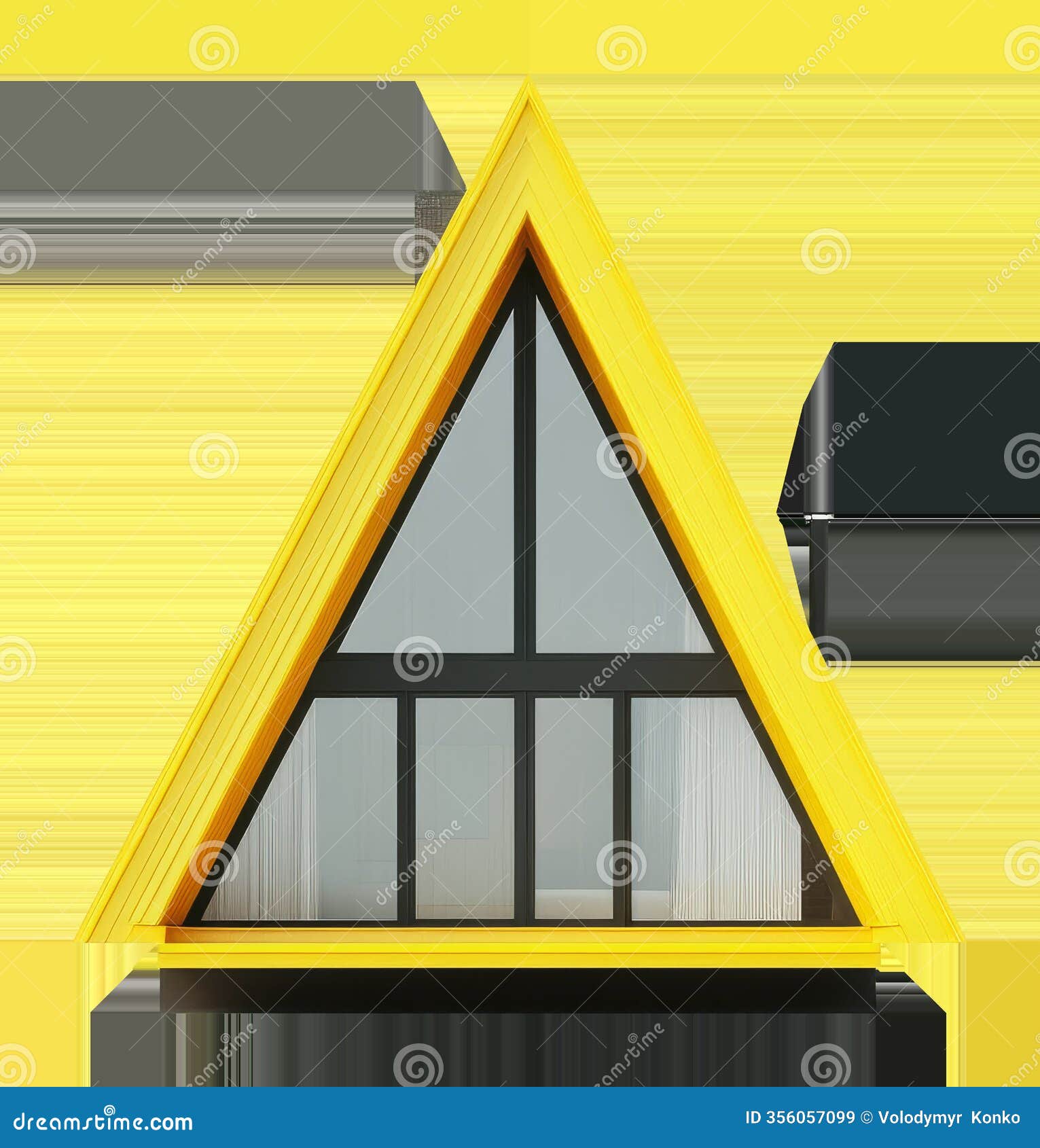 A-frame Cabin with Yellow Facade and Large Windows, Architectural ...