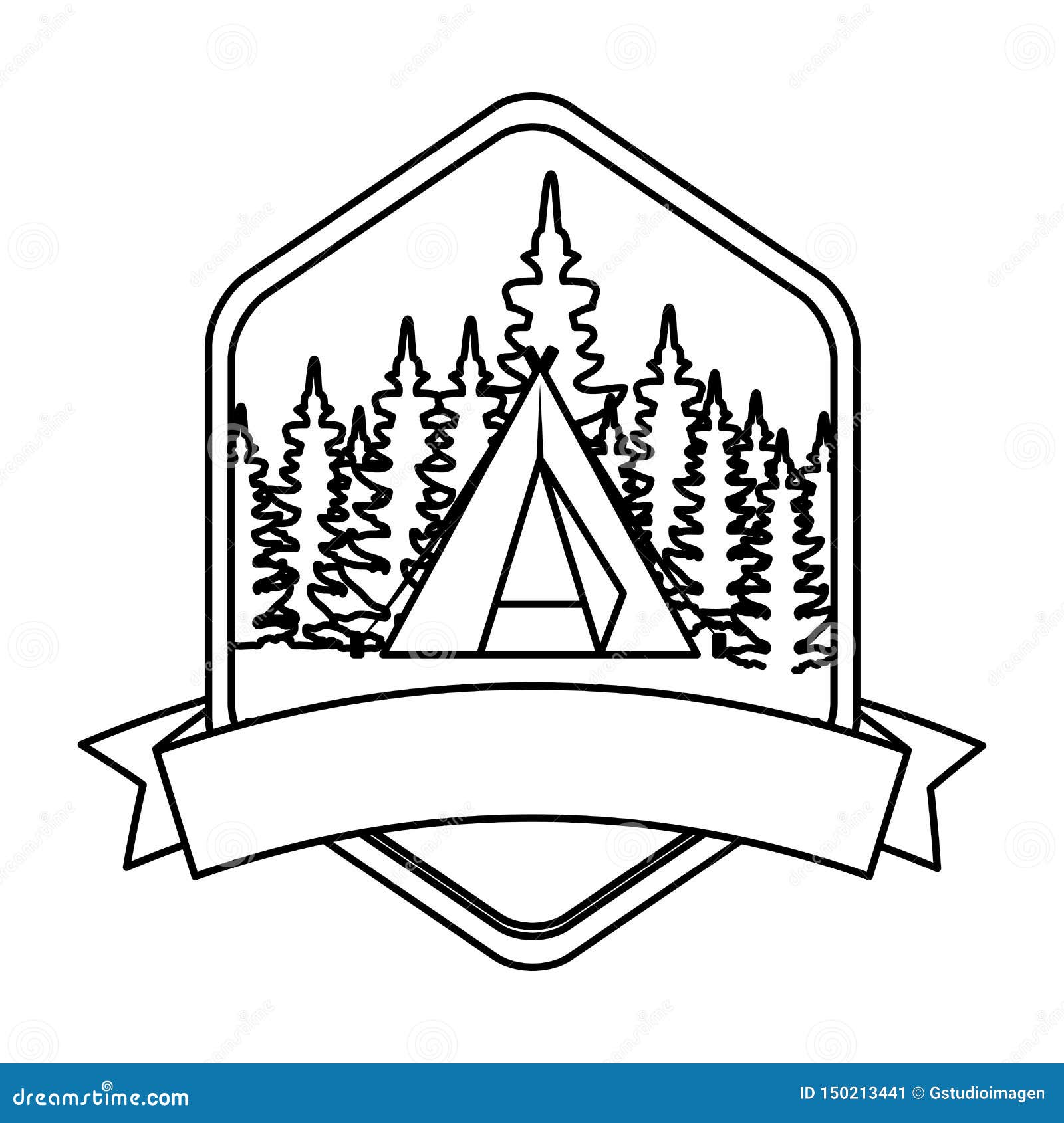 Frame with Camping Zone and Tent Scene Stock Illustration ...