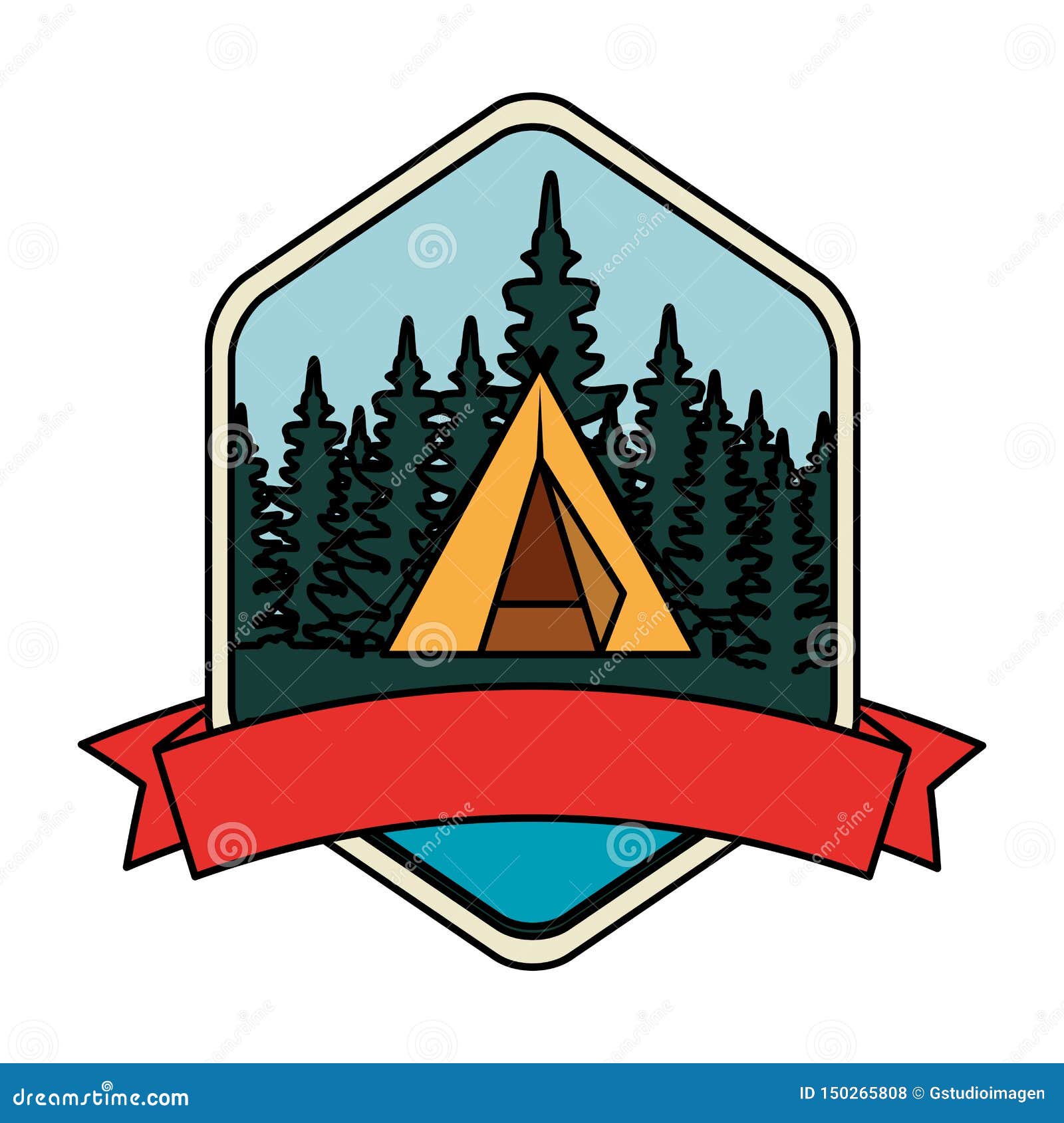 Frame with Camping Zone and Tent Scene Stock Illustration ...