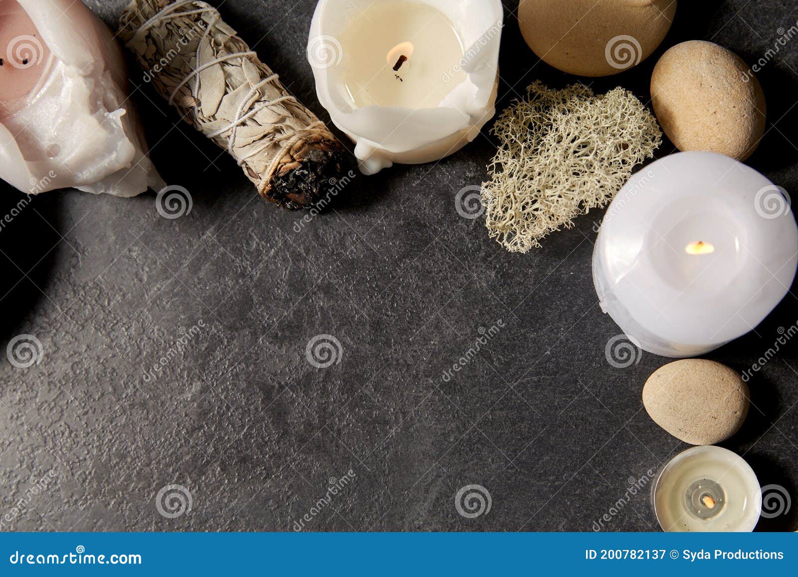 Frame of Candles and Staff for Magic Ritual Stock Image - Image of dark ...