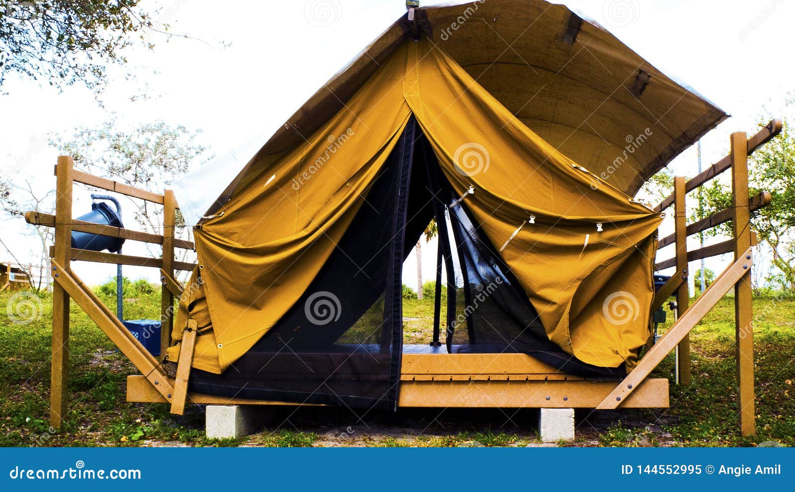 A Frame Canvas Tent Close Up Front View at a Public Park Stock Image ...