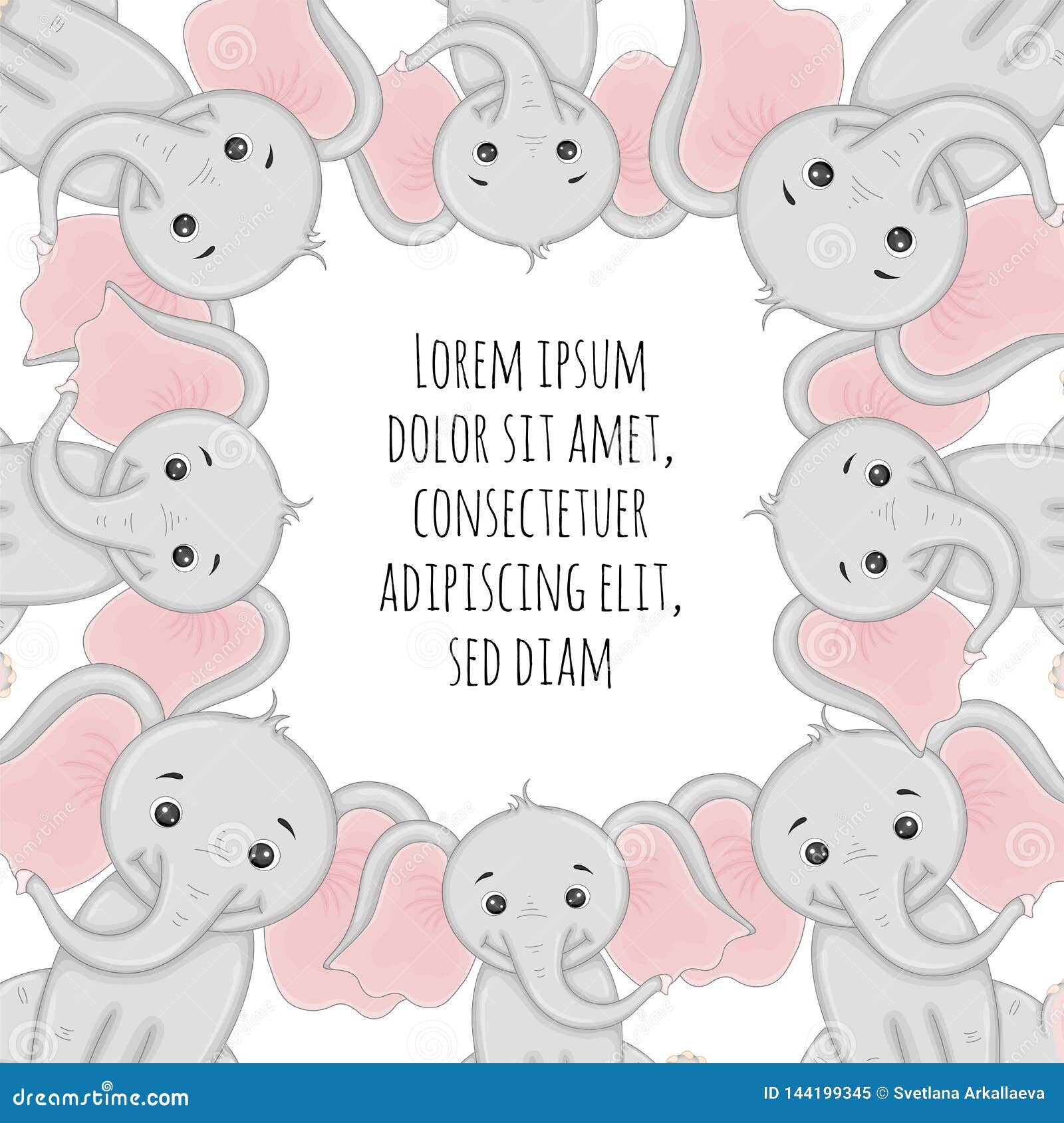 Frame with Cartoon Animals, Vector Illustration of Cute Animals Stock ...