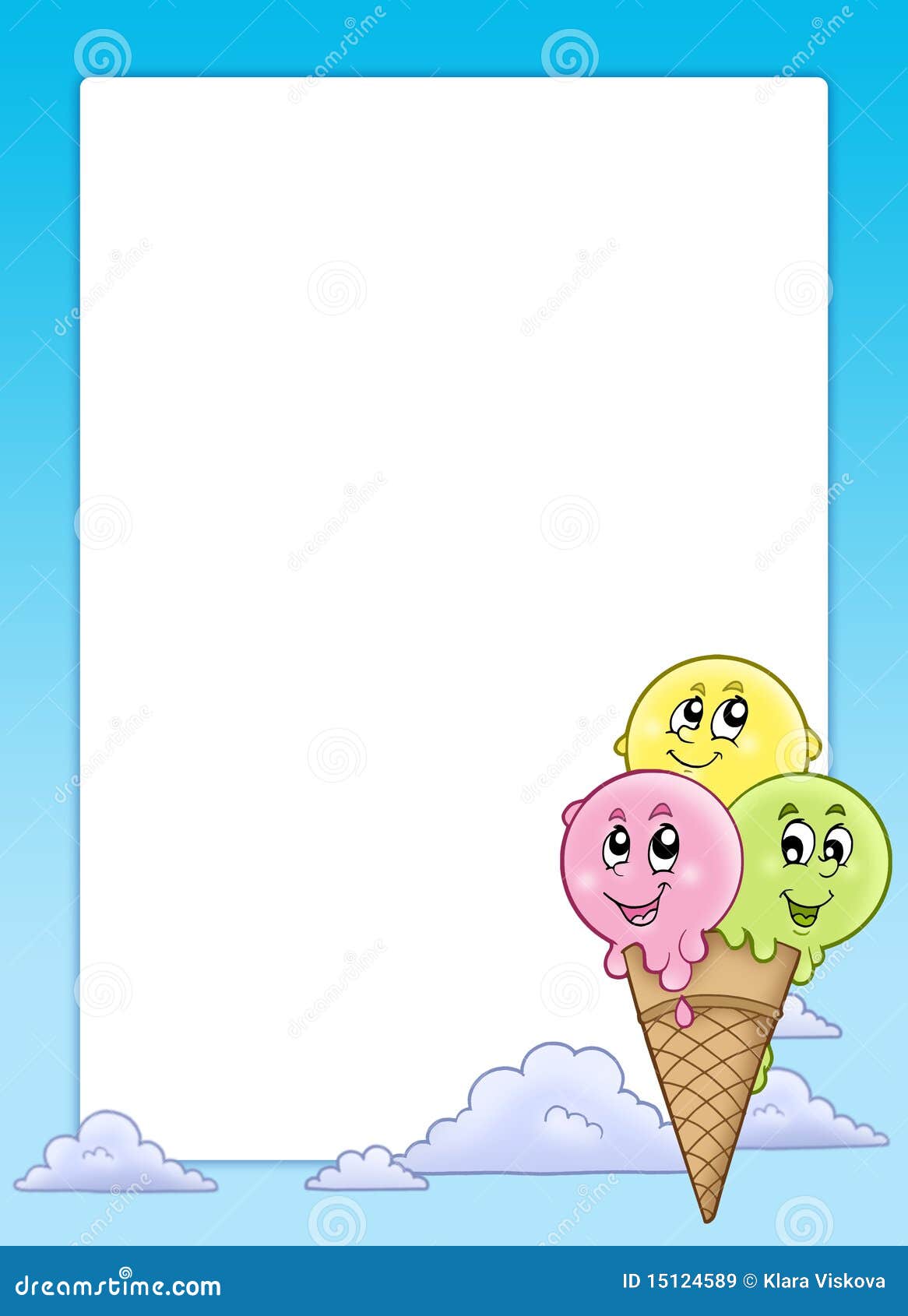 Frame with Cartoon Ice Cream Stock Illustration - Illustration of ...