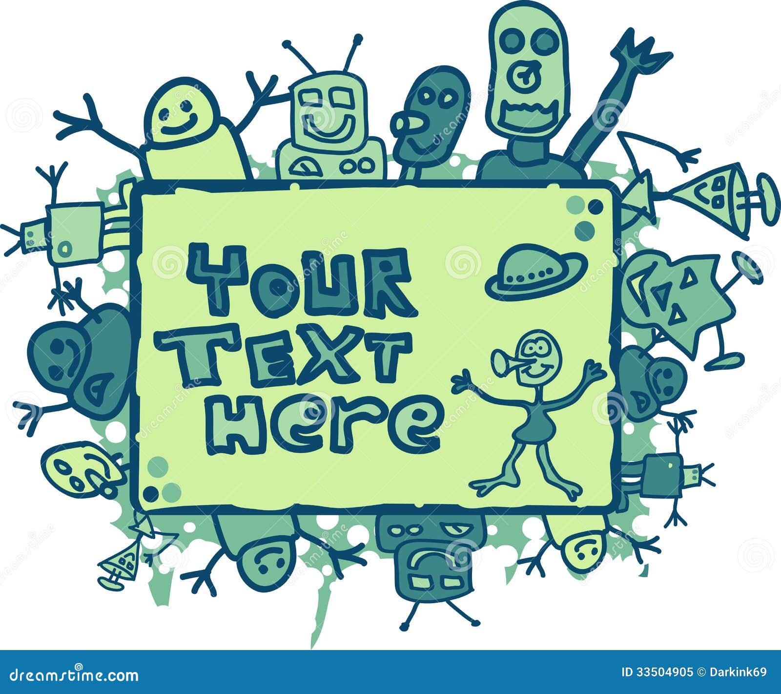 Frame with cartoon robots stock vector. Illustration of character ...