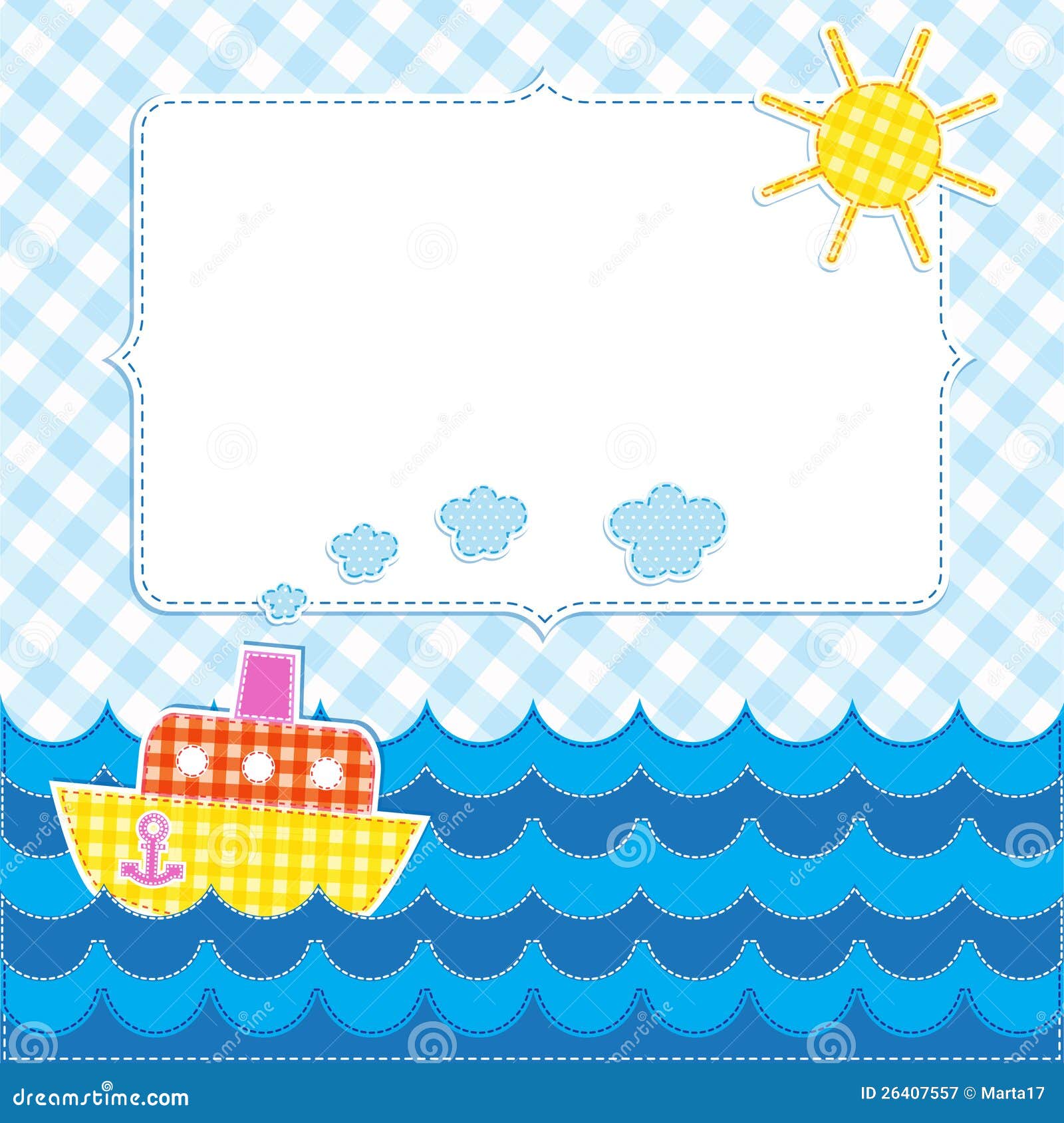 Frame with cartoon ship stock vector. Illustration of ocean - 26407557