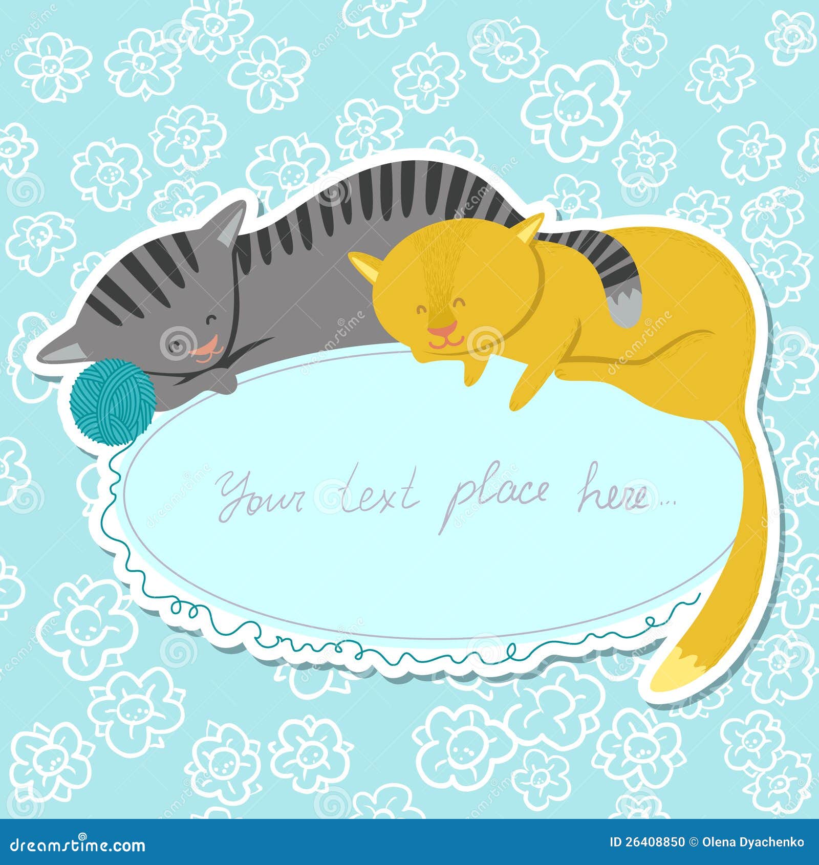 Frame with cats stock vector. Illustration of cute, flower - 26408850