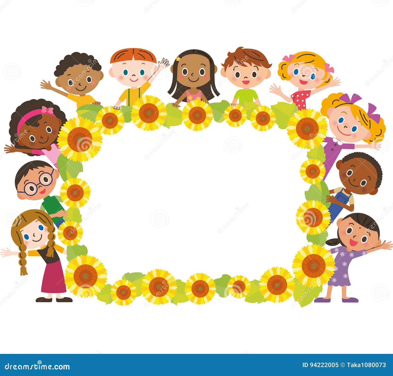 Frame of Children and the Sunflower Stock Vector - Illustration of ...
