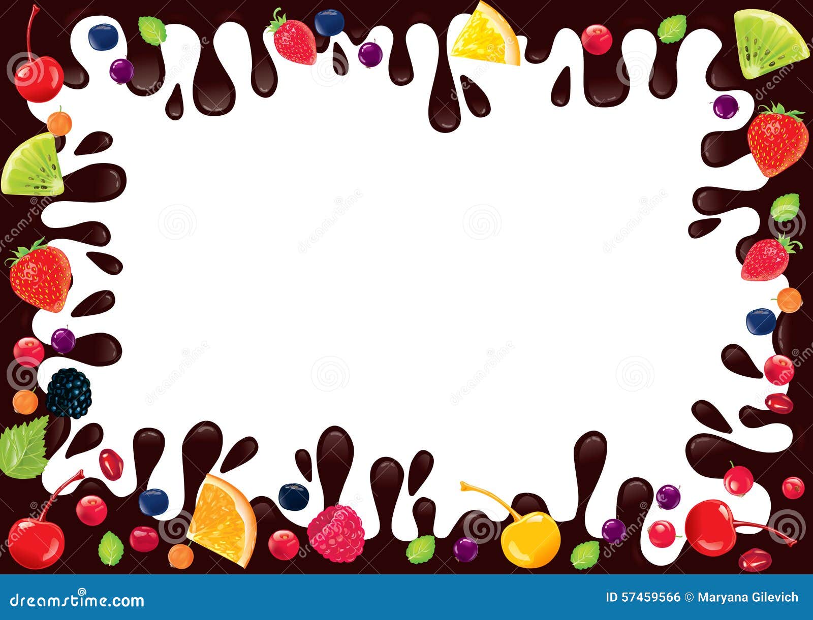 Frame chocolate fruit stock vector. Illustration of black - 57459566