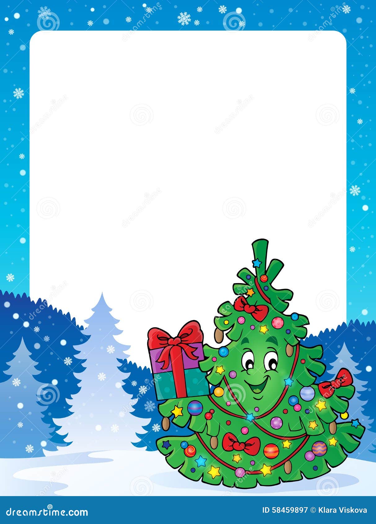 Frame with Christmas Tree Topic 1 Stock Vector - Illustration of ornate ...