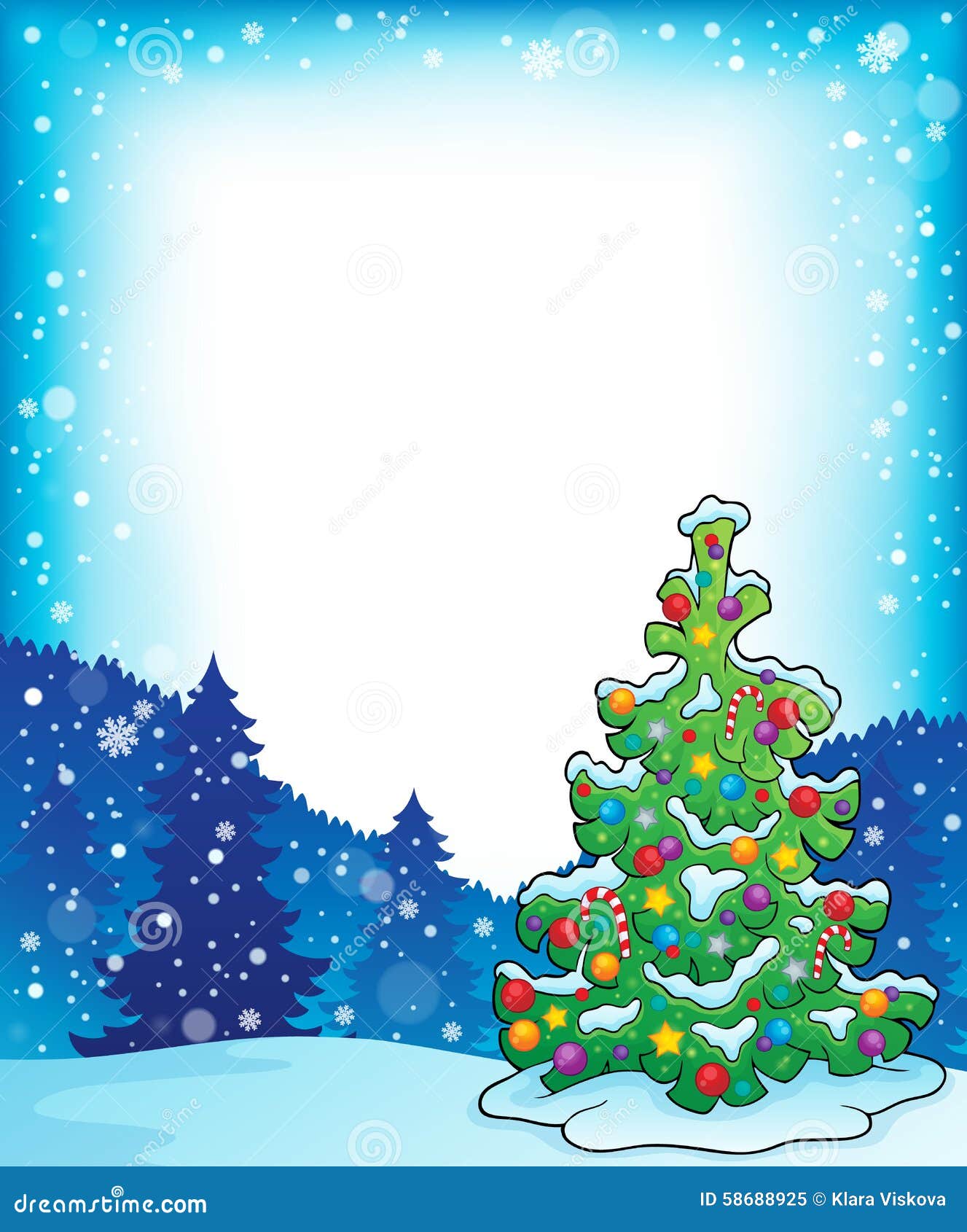 Frame with Christmas Tree Topic 4 Stock Vector - Illustration of ...