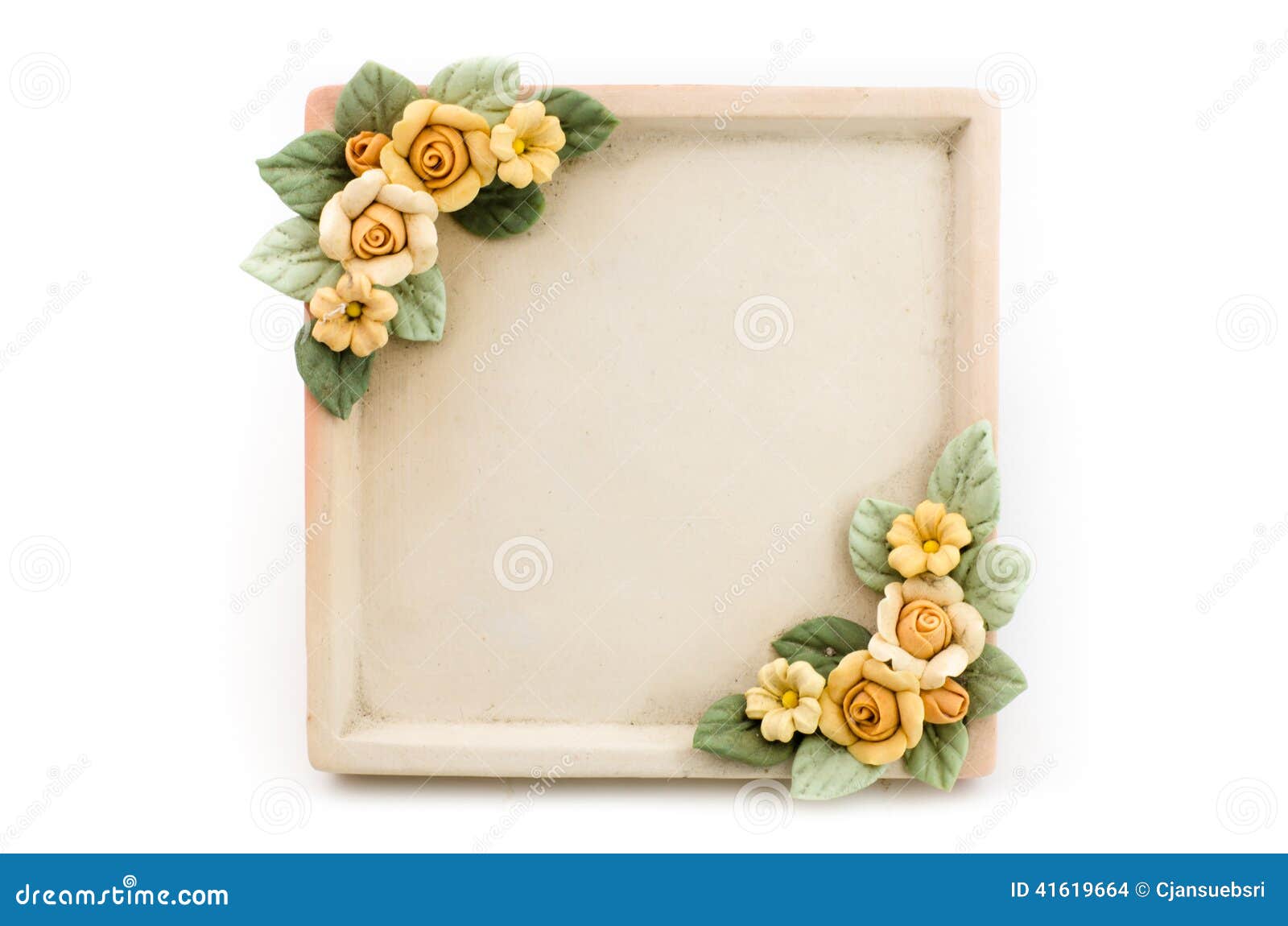 Frame of clay flowers stock photo. Image of retro, banner - 41619664