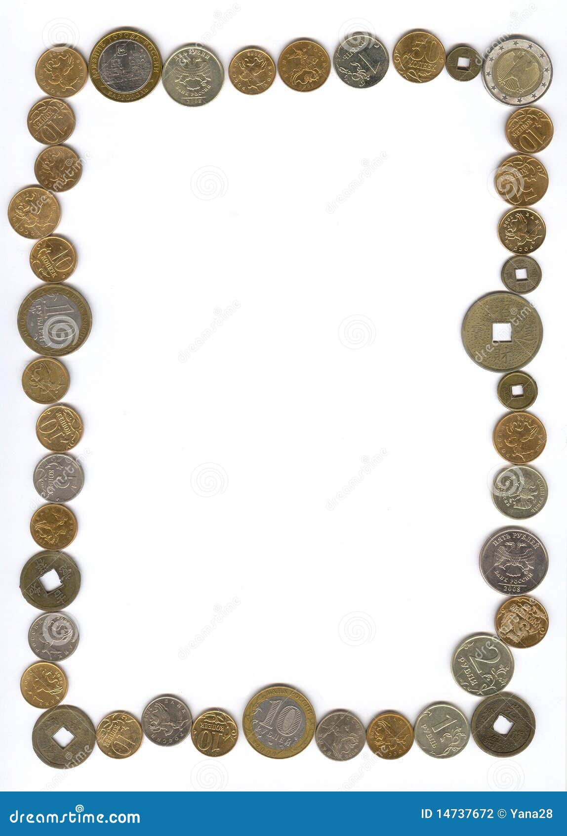 Frame from coins stock photo. Image of piled, gold, isolated - 14737672