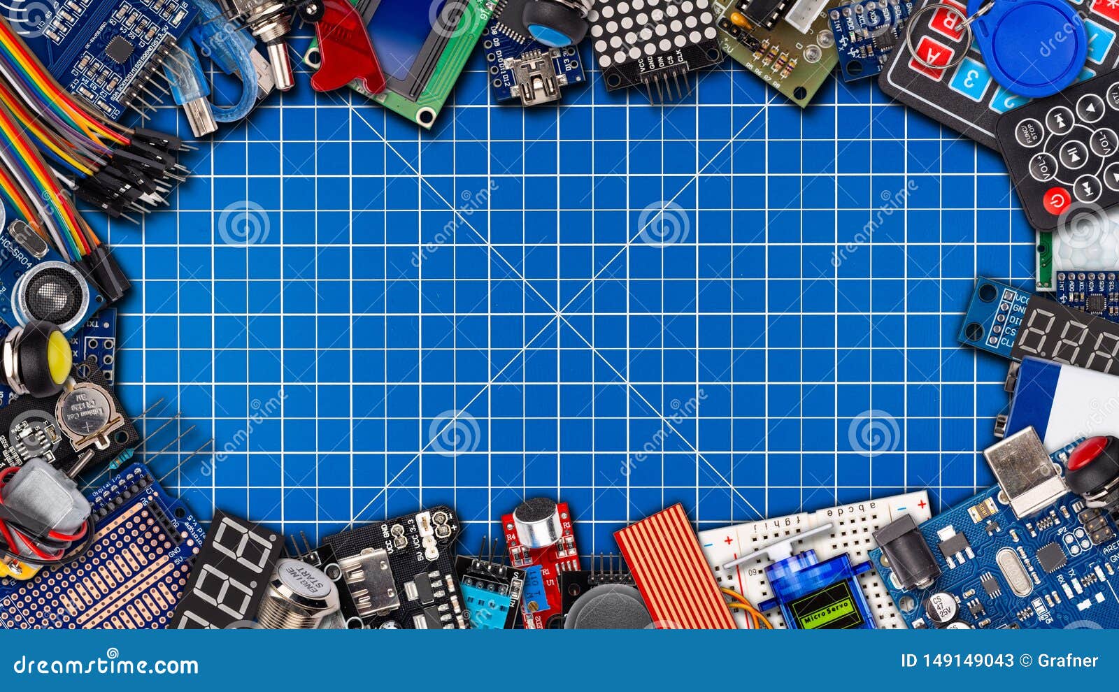 Frame Collage with Copy Space of Microcontroller Board Display Sensor ...