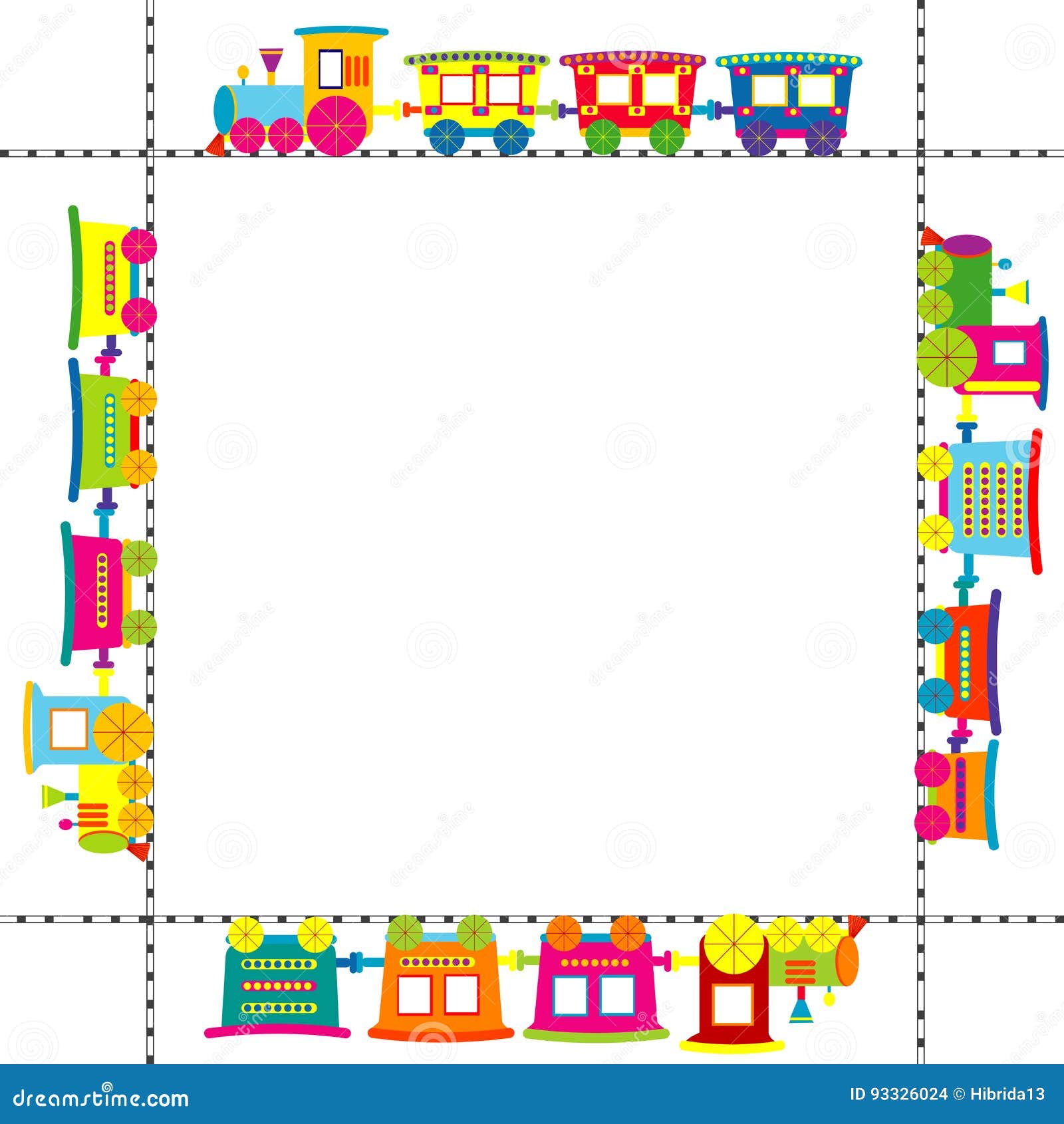 Frame with Colored Cartoon Train Stock Vector - Illustration of baby ...