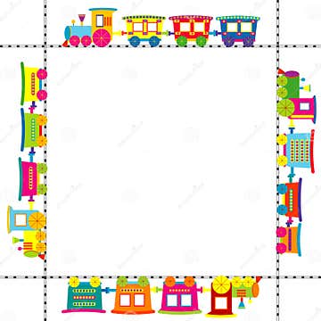 Frame with Colored Cartoon Train Stock Vector - Illustration of baby ...