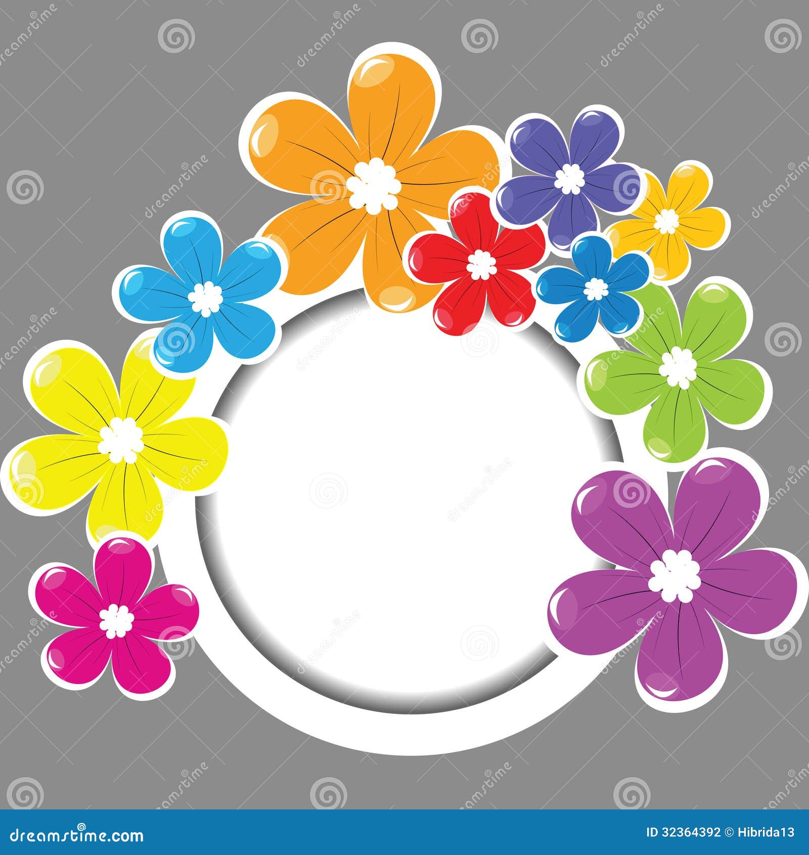 Frame with colored flowers stock vector. Illustration of simple - 32364392