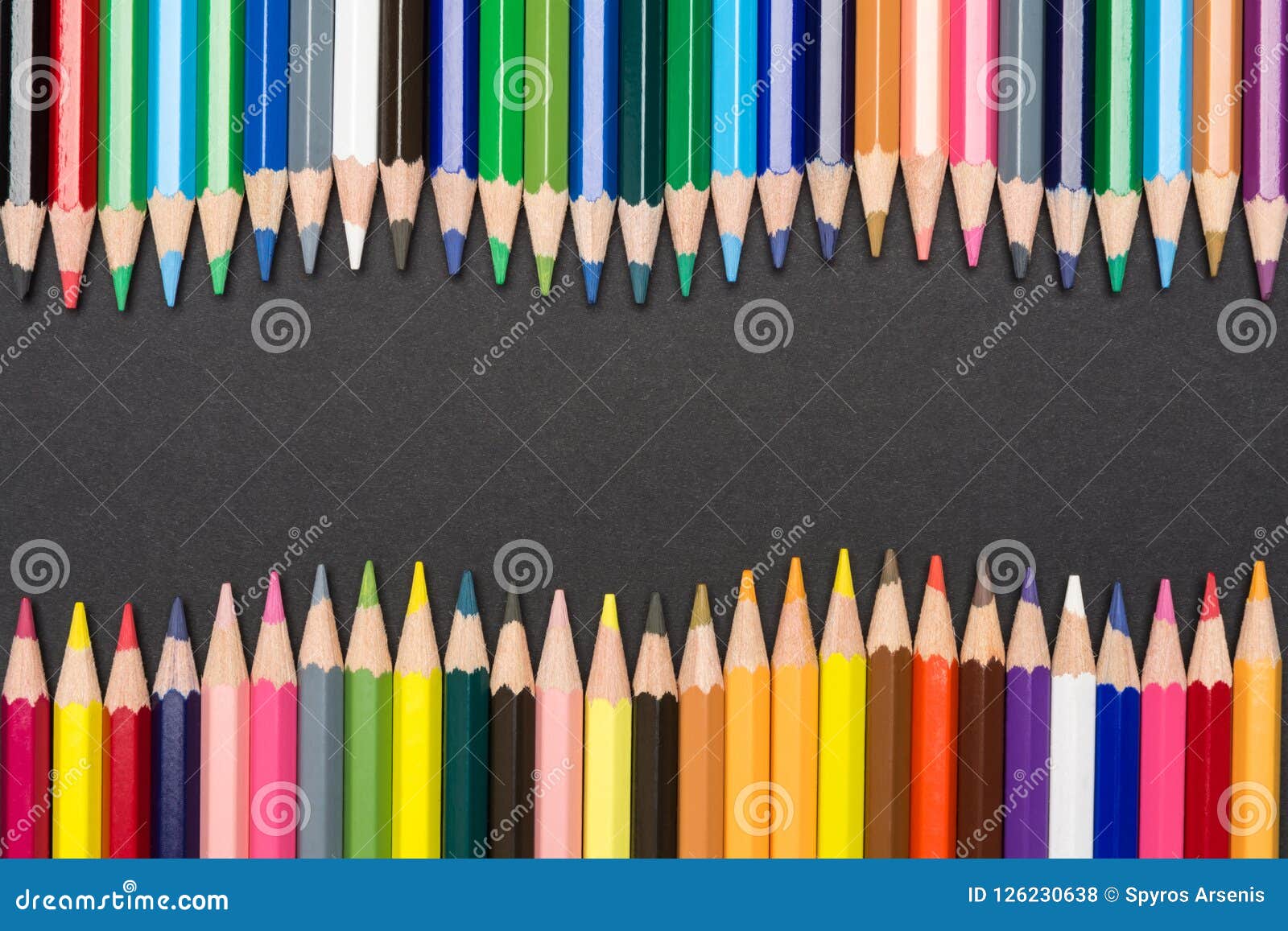 Frame of Colored Pencils in Wave Shape Stock Photo - Image of edge ...