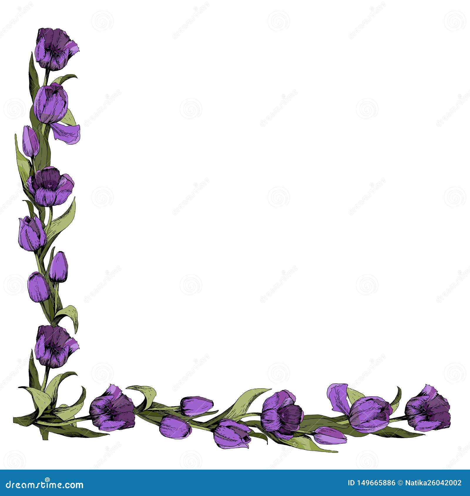 Frame with Colored Purple Tulips. Spring Mood. Design of Printed ...