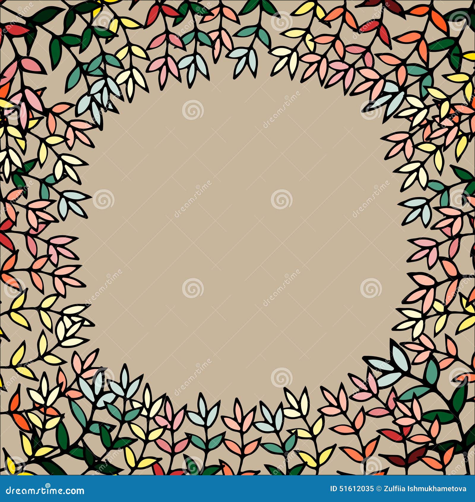 Frame with Colorful Branches Stock Vector - Illustration of season ...