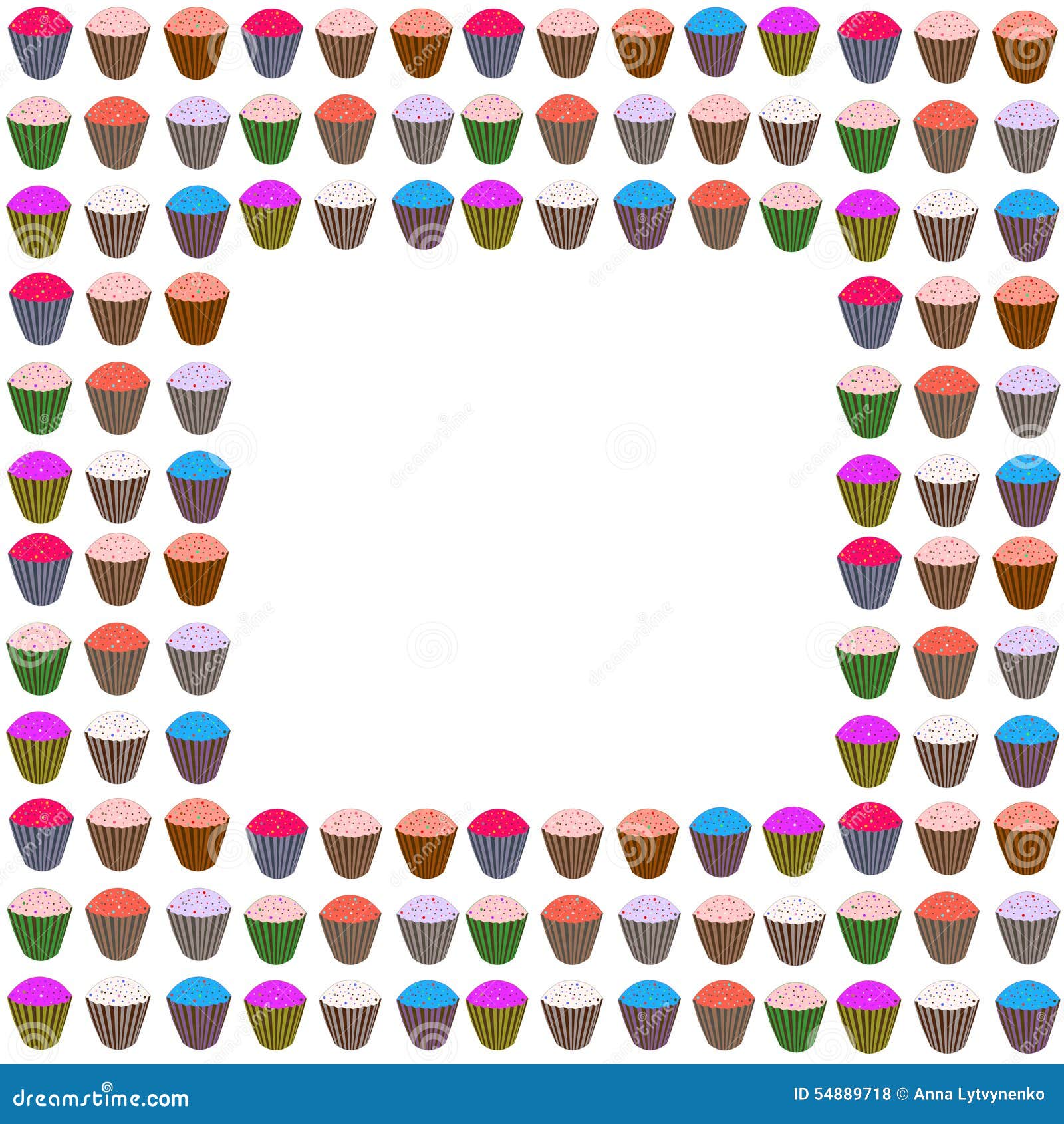 Frame with Colorful Cupcakes Stock Vector - Illustration of cute ...