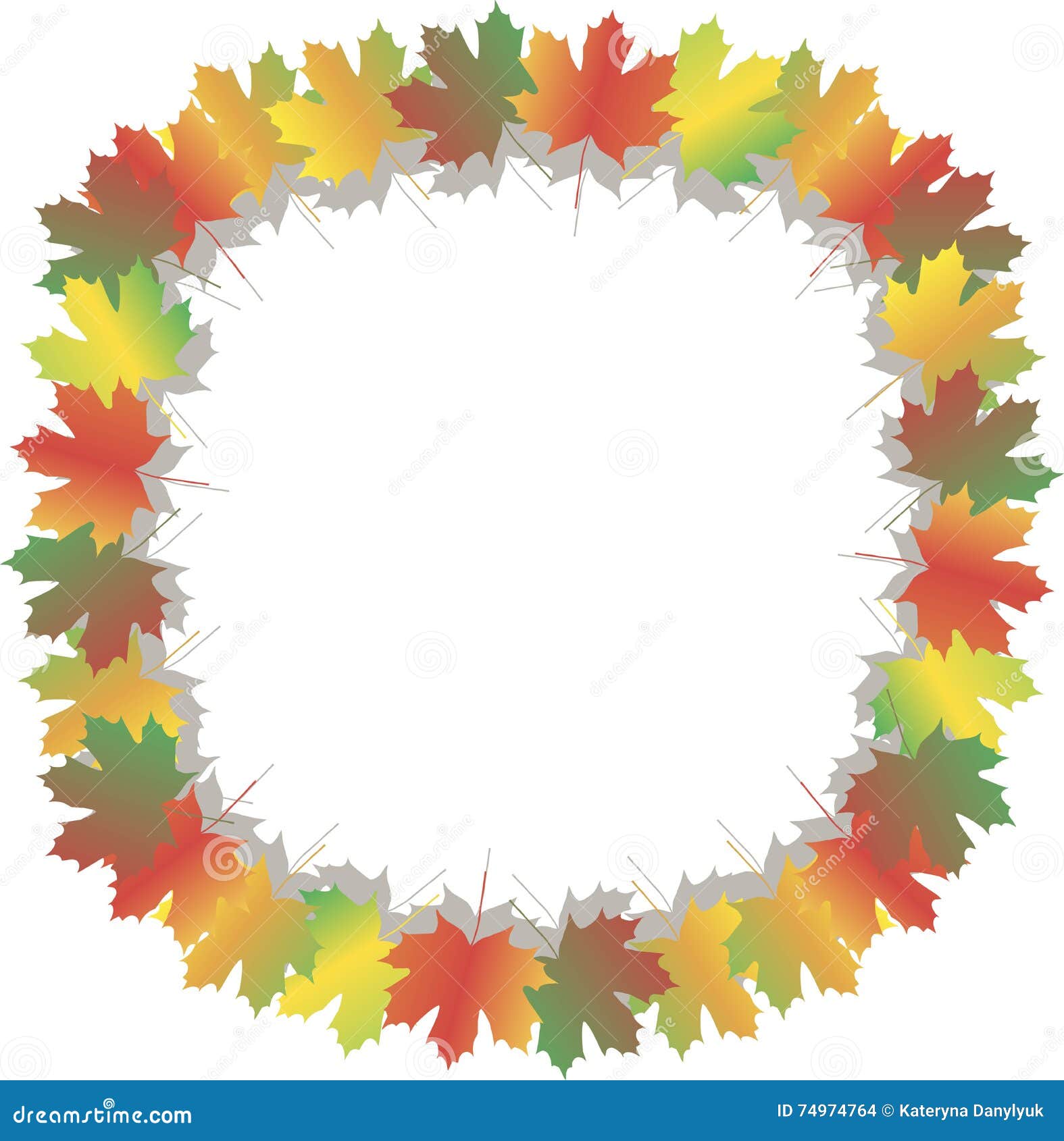 Frame from Colorful Maple Leafs, Shadow, on White, Vector Stock Vector ...