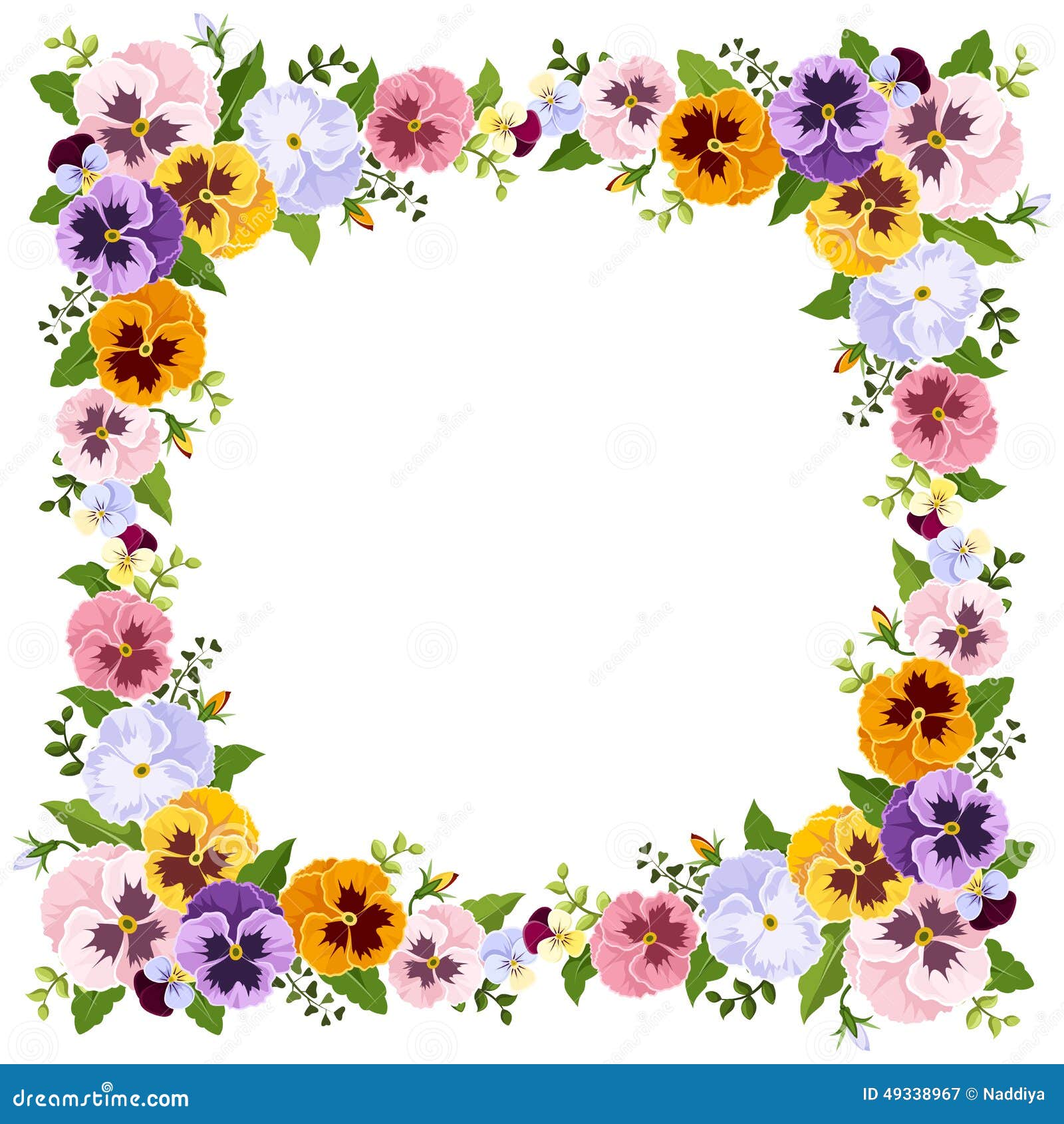 Frame With Colorful Pansy Flowers. Vector Illustration. Stock Vector ...