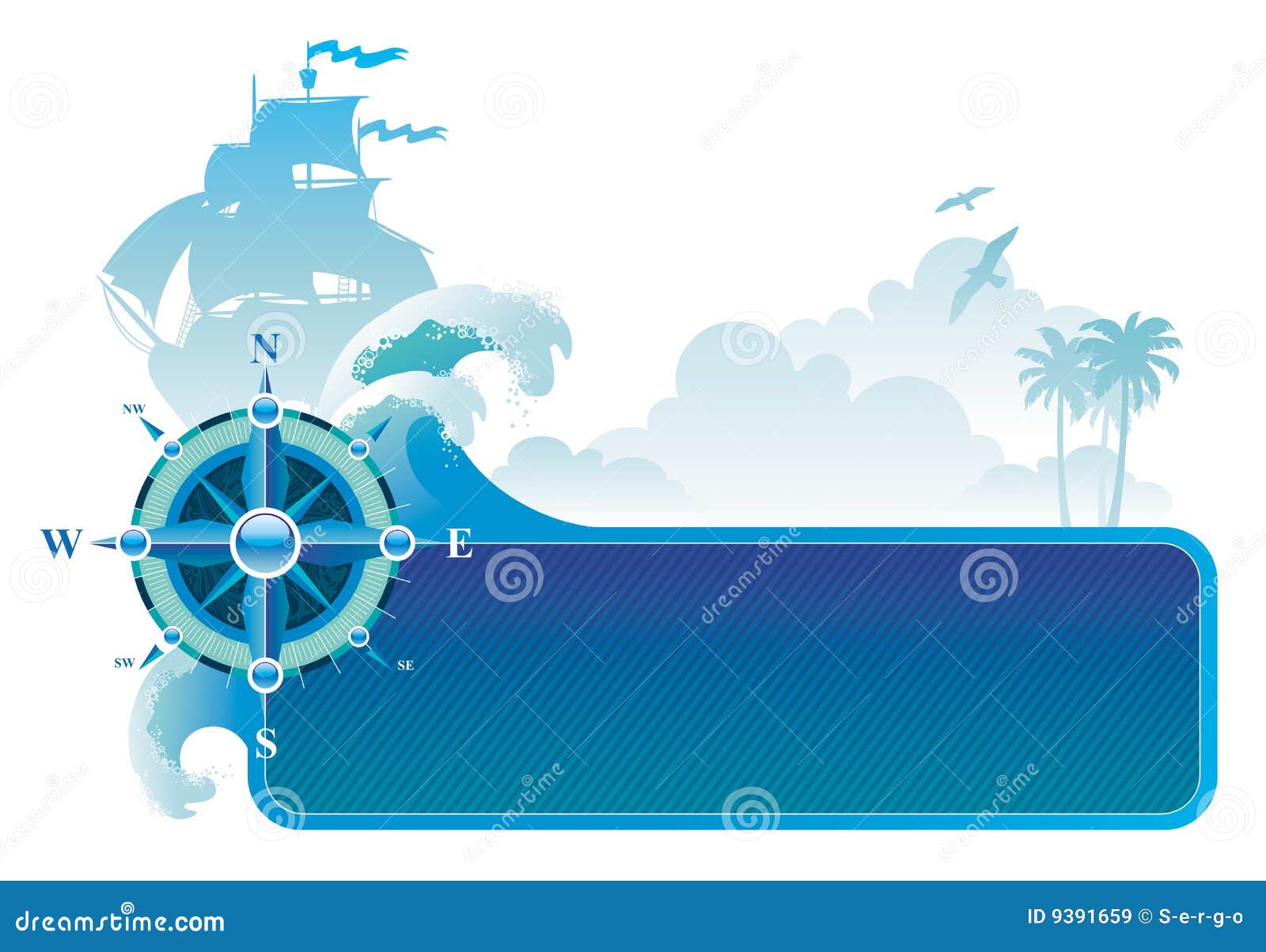 Frame with compass rose stock vector. Illustration of brigantine - 9391659
