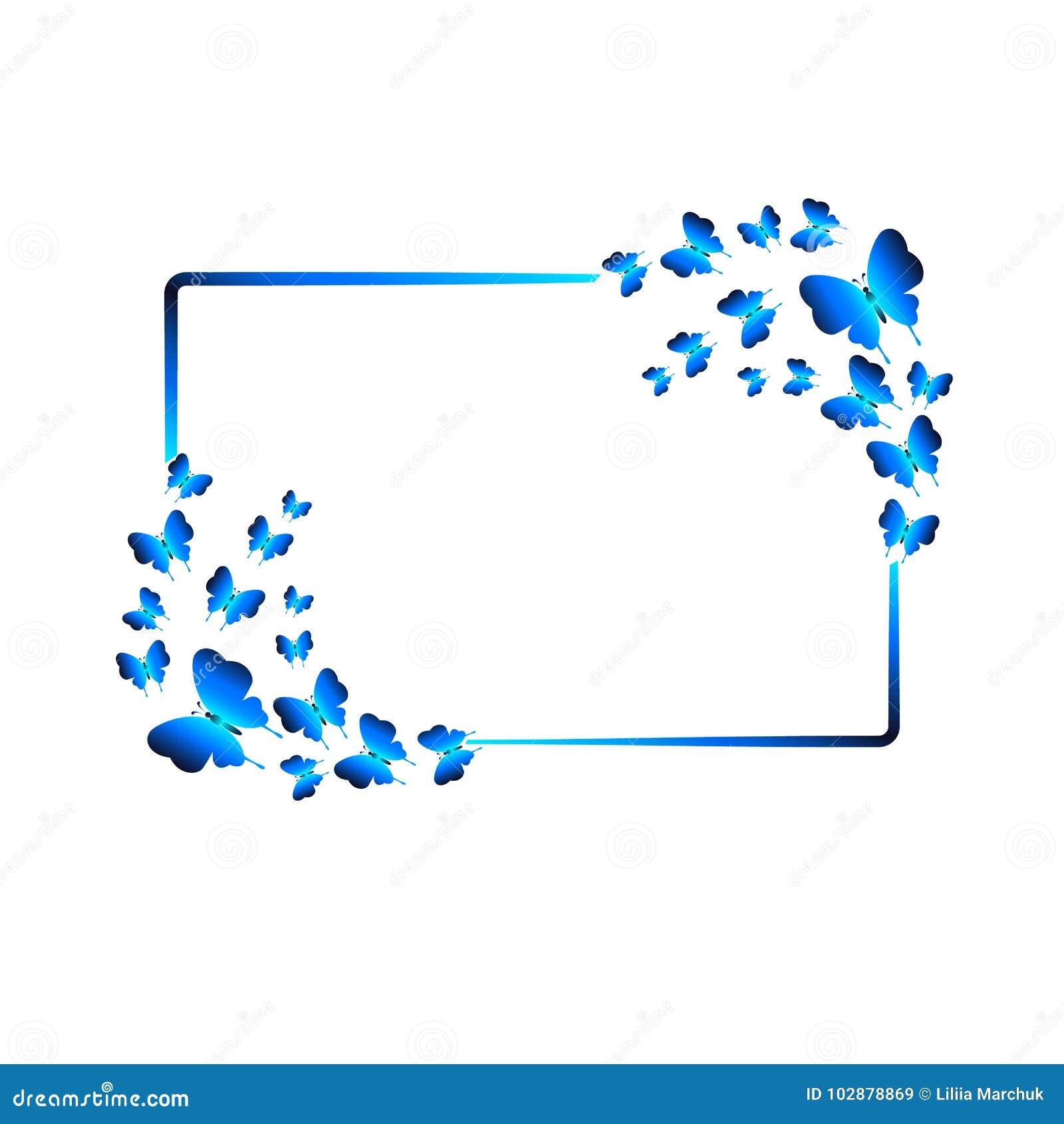 Frame Congratulatory, Rectangular with Blue Beautiful Butterflies on ...