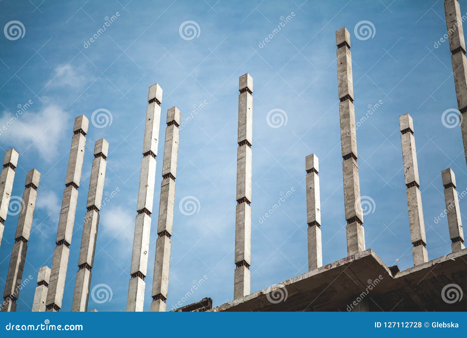 Concrete Frame of Building Under Construction on Background Cloudy Sky ...