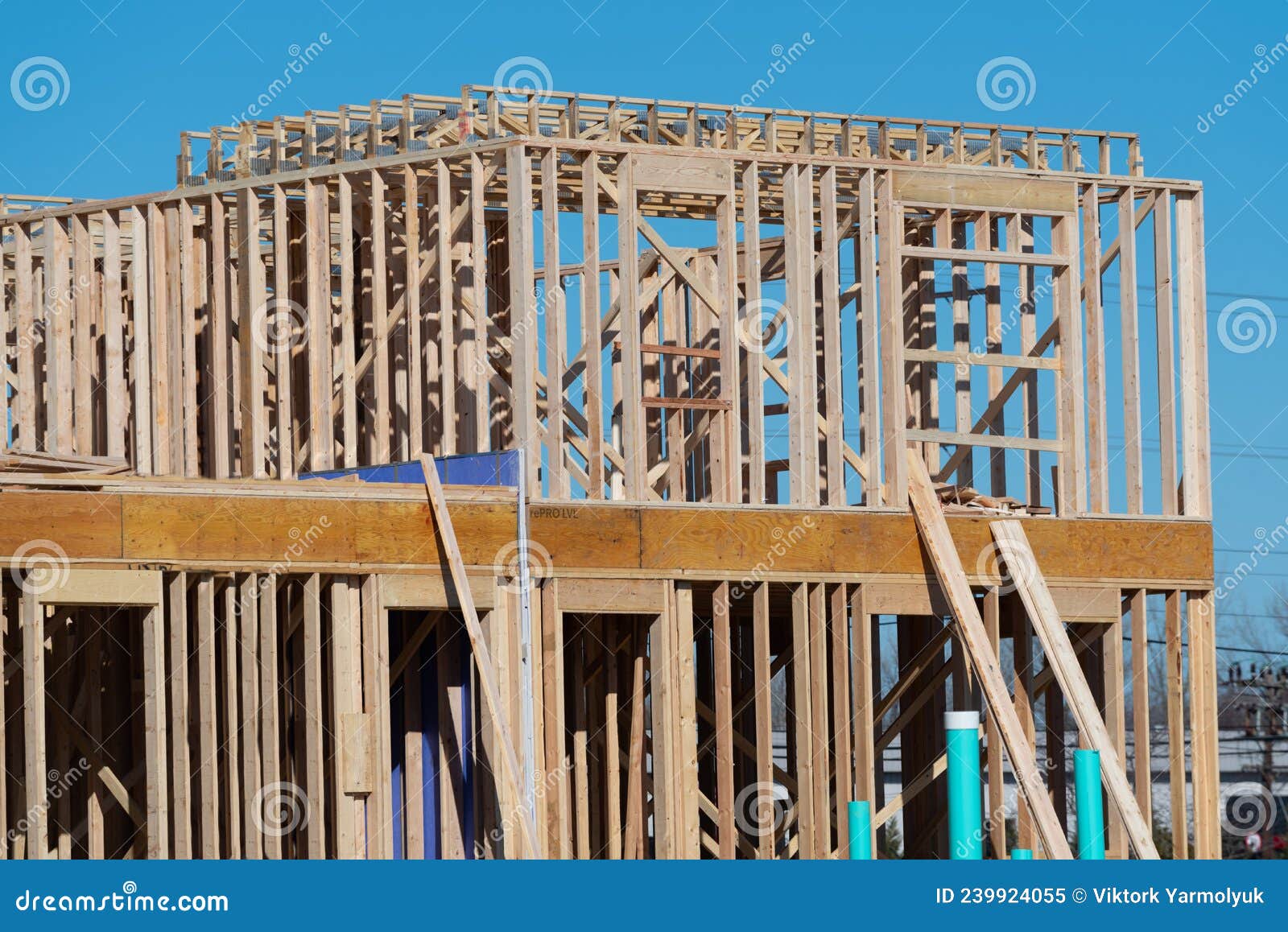 Frame Construction of a New House Framework Plywood Stock Image - Image ...