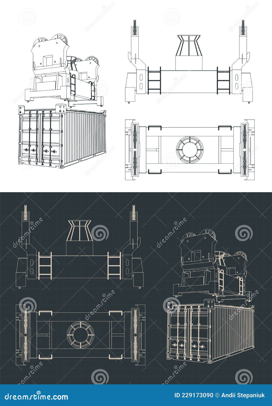 Frame Container Spreader Blueprints Stock Vector - Illustration of ...