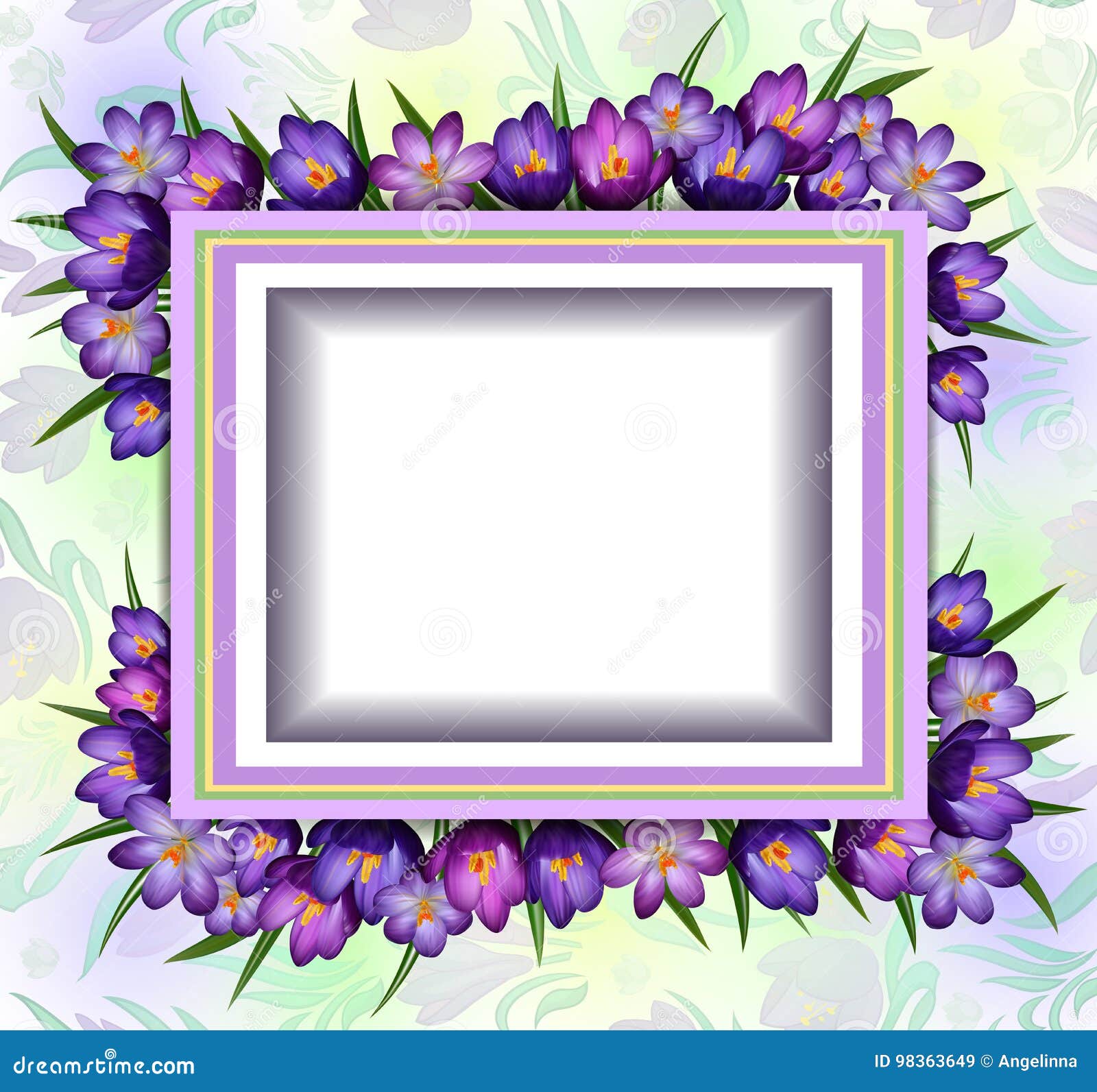 Frame with crocus flowers stock vector. Illustration of foliage - 98363649