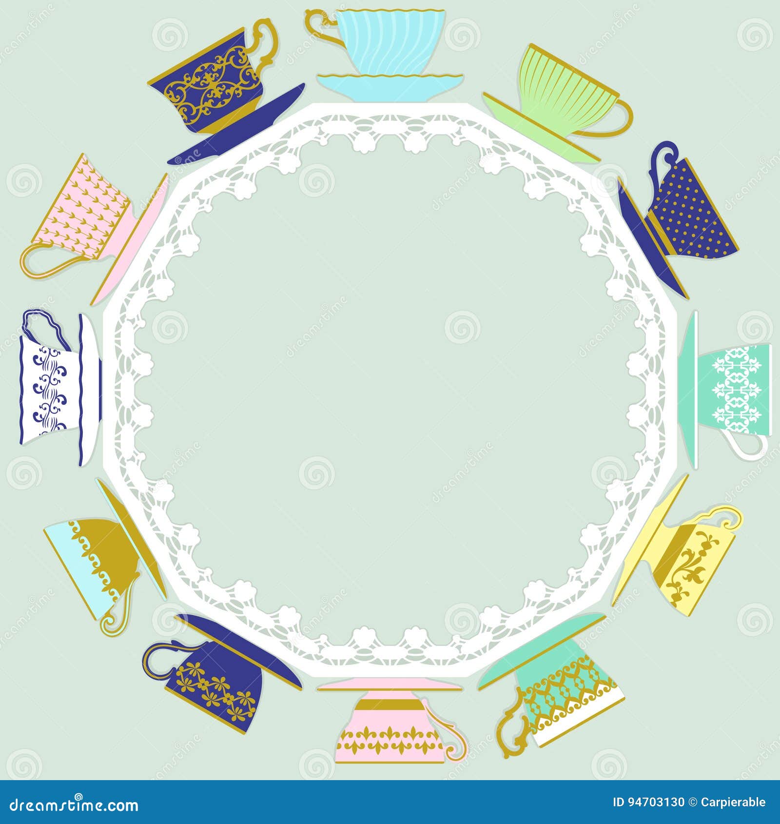 Frame of cups stock vector. Illustration of vector, dodecagon - 94703130