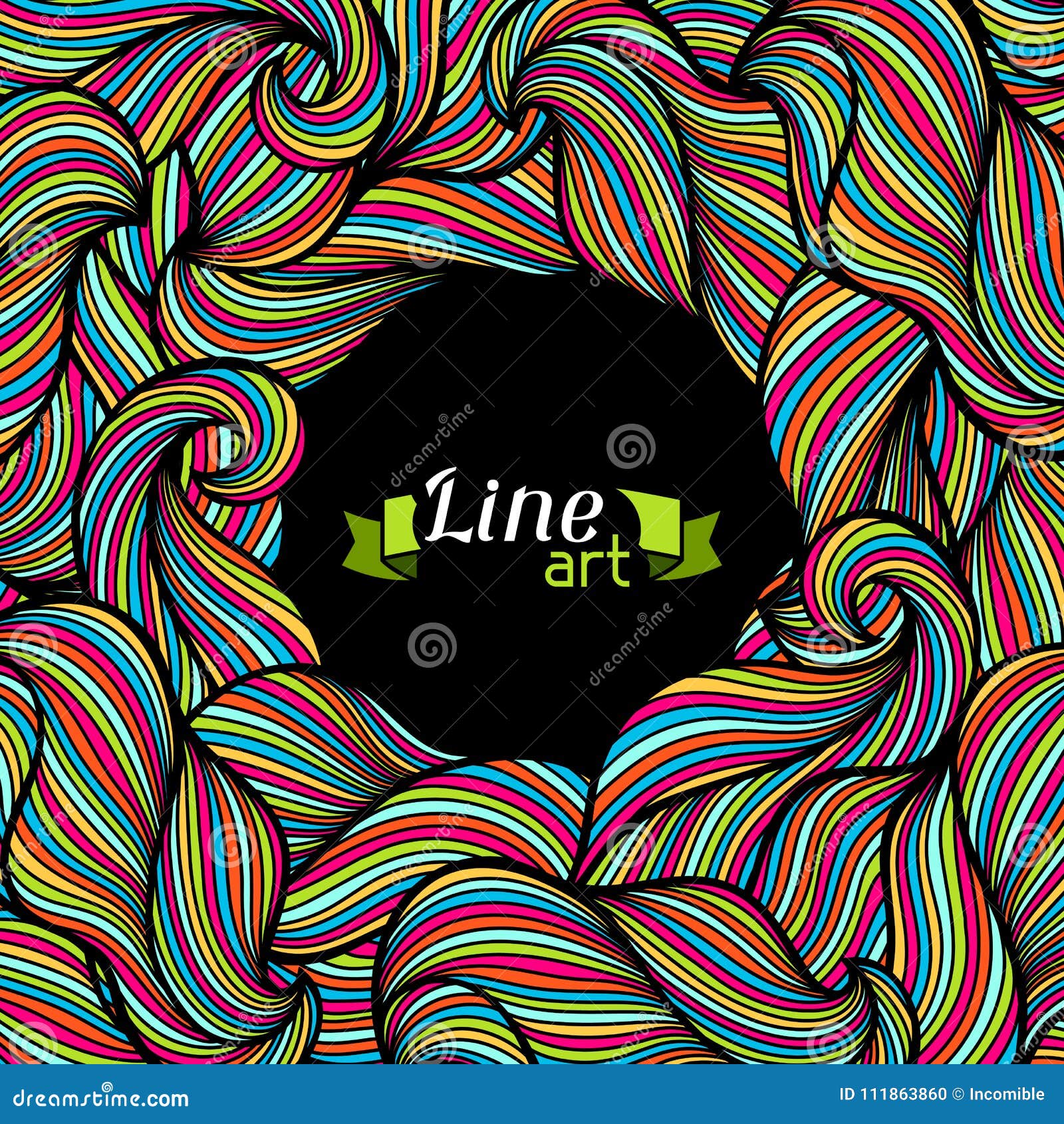 Frame with Curls and Waves. Abstract Outline Colorful Texture Stock ...