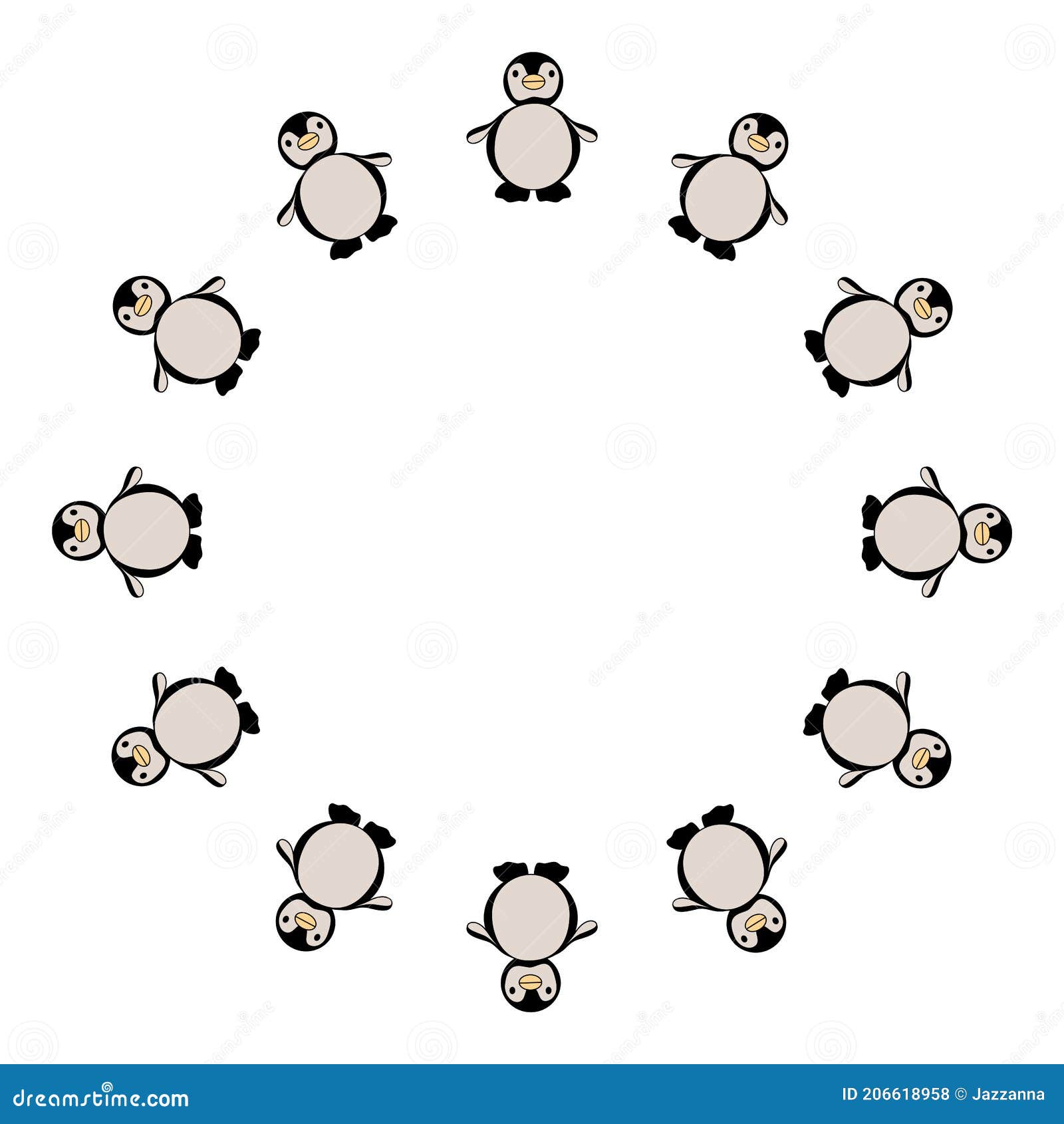 Frame of Cute Cartoon Penguins Stock Vector - Illustration of animal ...
