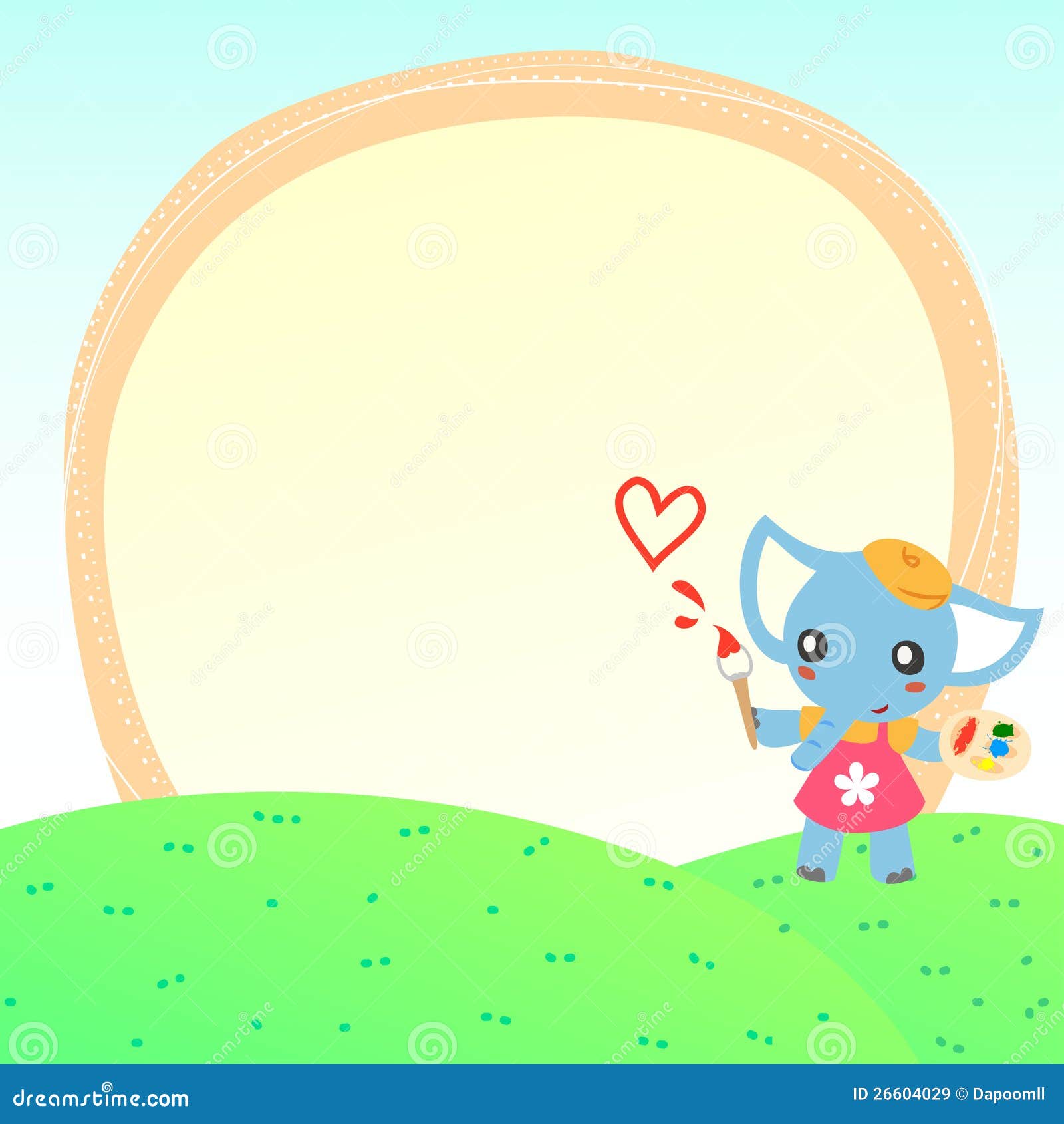 Frame with a cute elephant stock vector. Illustration of banner - 26604029