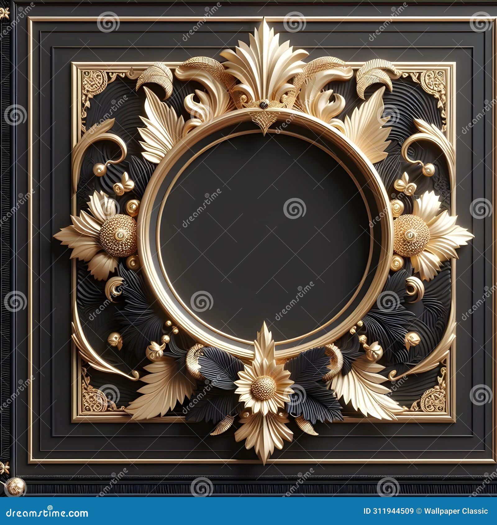 Frame Decoration Luxury Golden Black Ai Generator Stock Image - Image ...