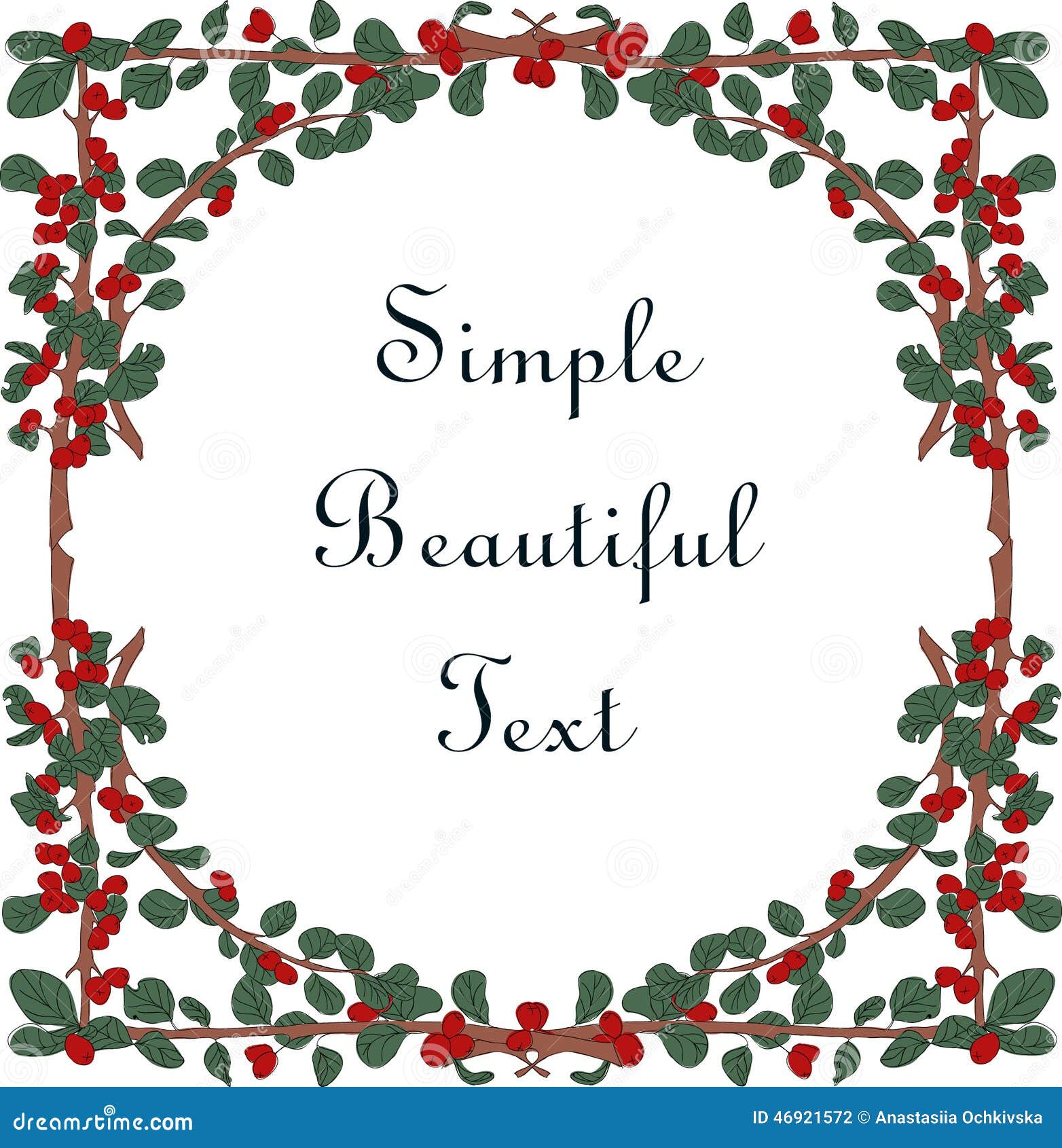 Frame with Decorative Branches with Red Winter Berries Stock ...