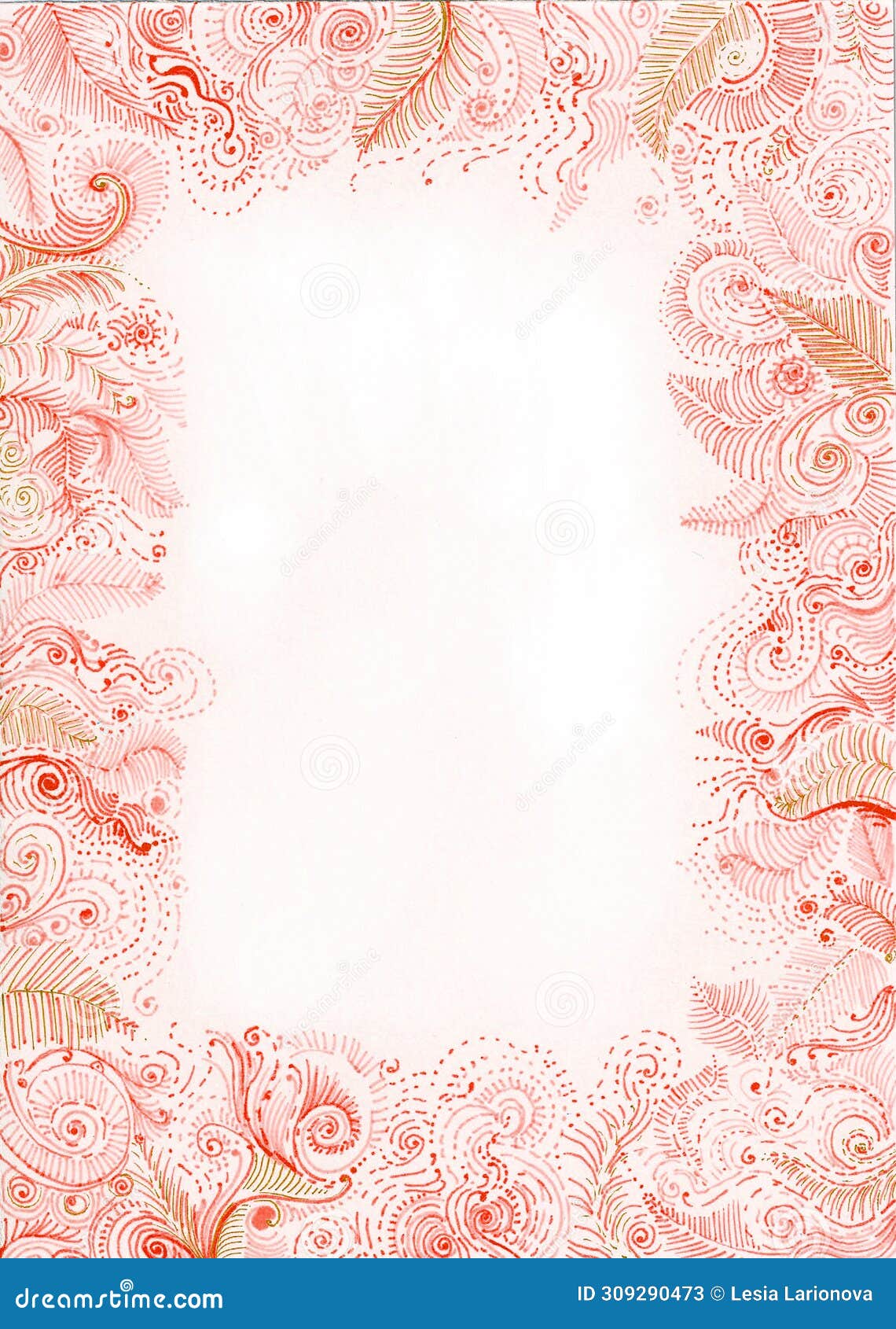 Frame of Decorative Elements from Lines, Curls, Dots of Peach Fuzz ...