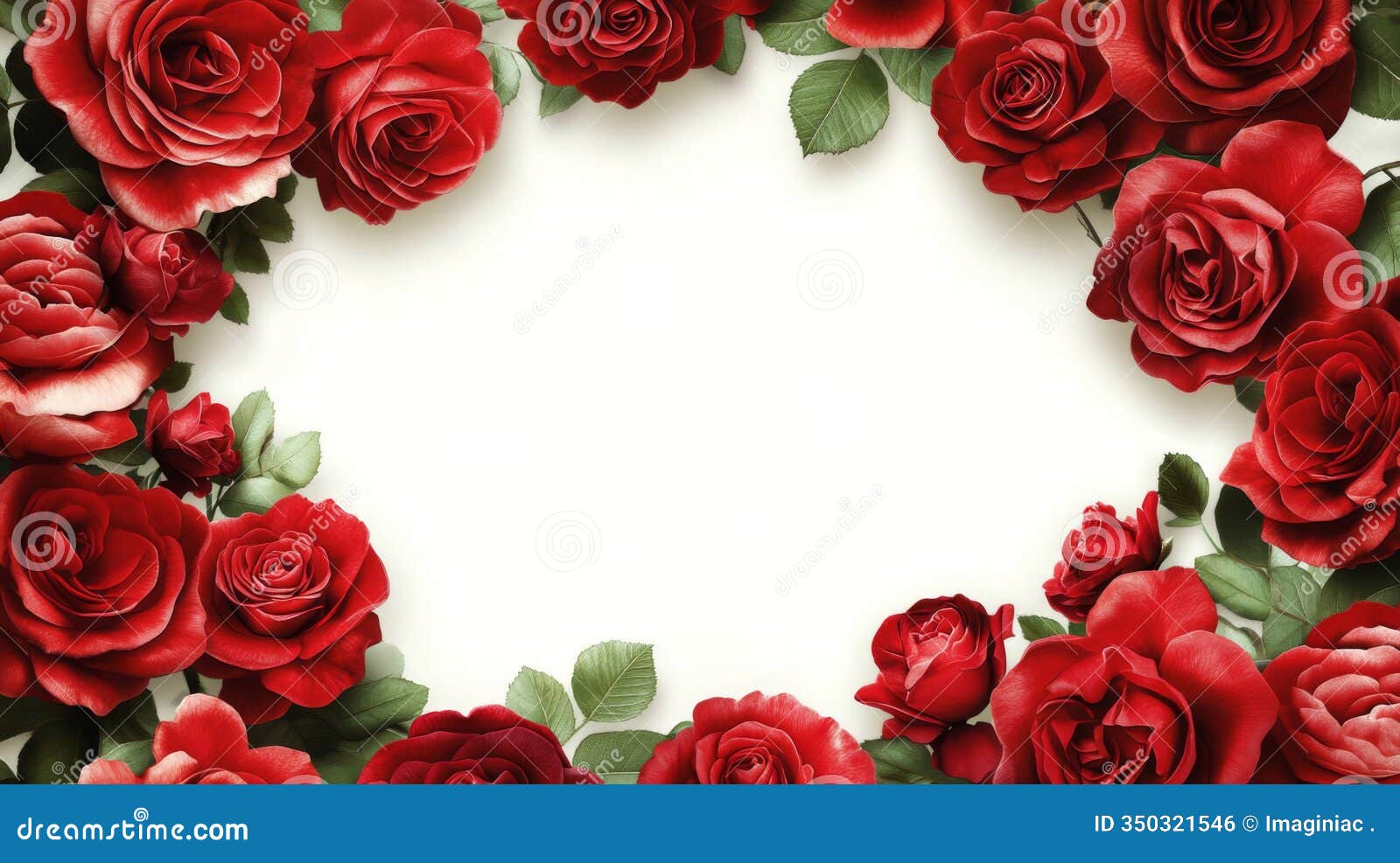 A Frame of Deep Red Roses Encircling White Space Stock Illustration ...