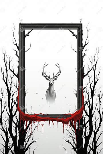 A Frame with a Deer in the Middle and Blood Dripping from the Trees ...