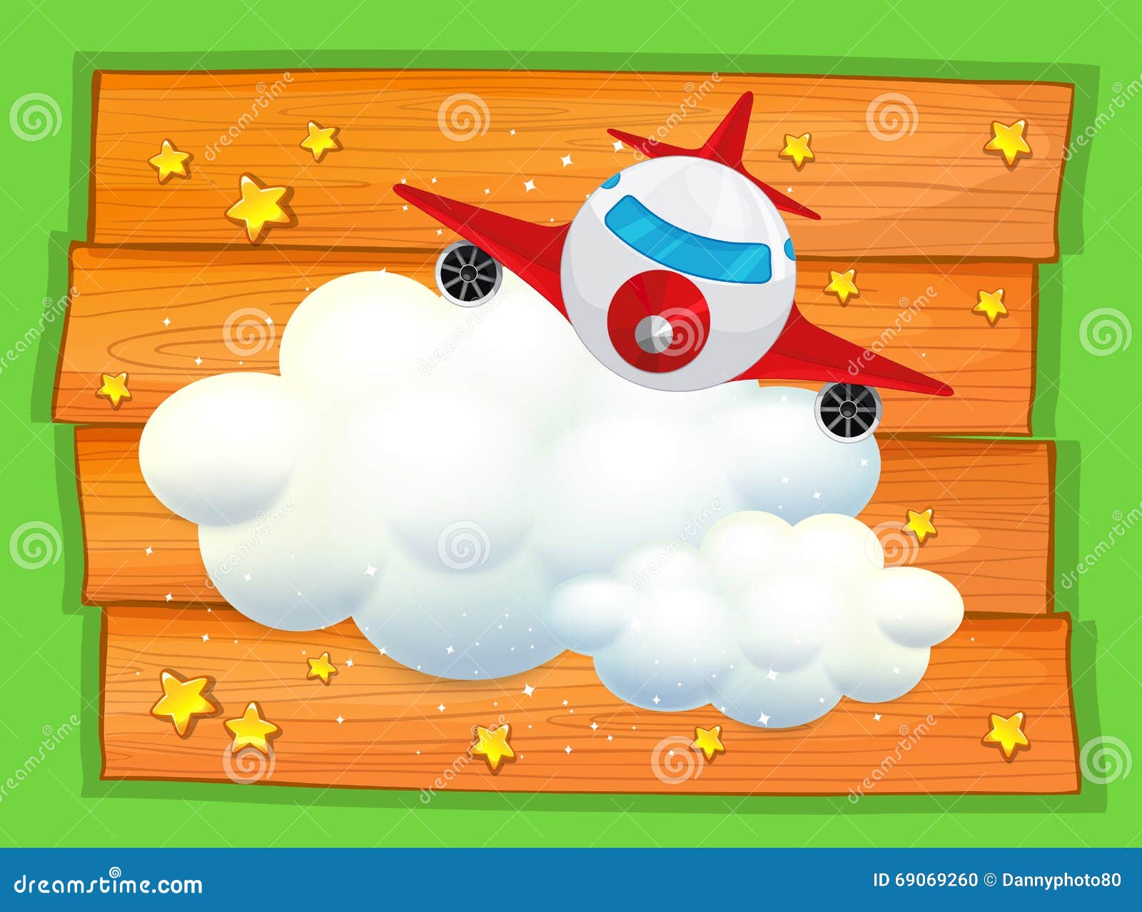 Frame Design with Airplane and Clouds Stock Vector - Illustration of ...