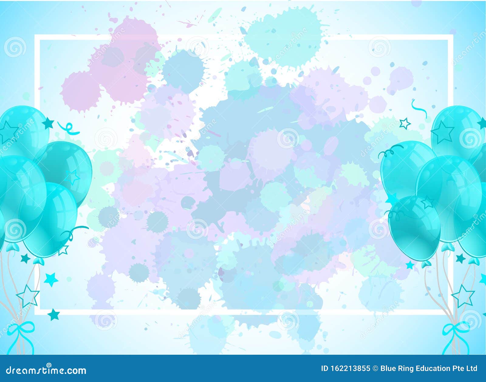 Frame Design with Blue Balloons Stock Vector - Illustration of backdrop ...