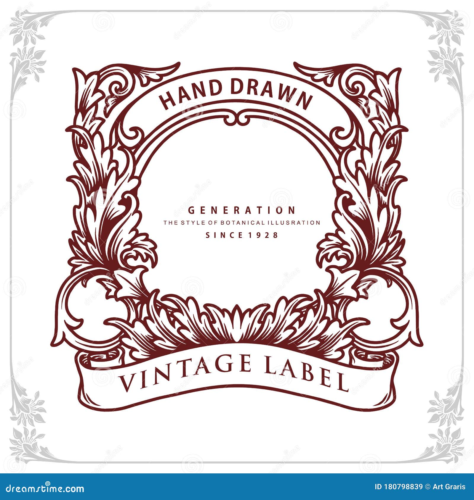 Frame Design Botanical Vintage Label Banner Stock Vector - Illustration ...