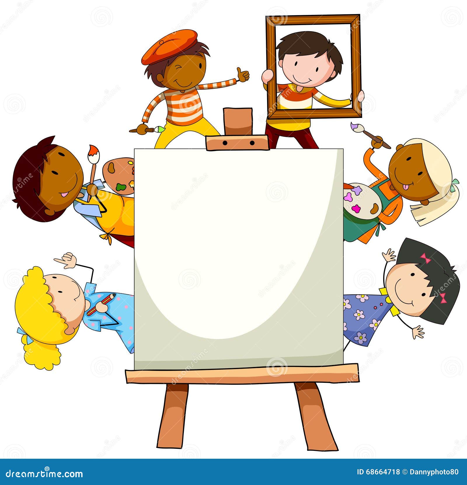 Frame Design with Children Doing Artworks Stock Vector - Illustration ...
