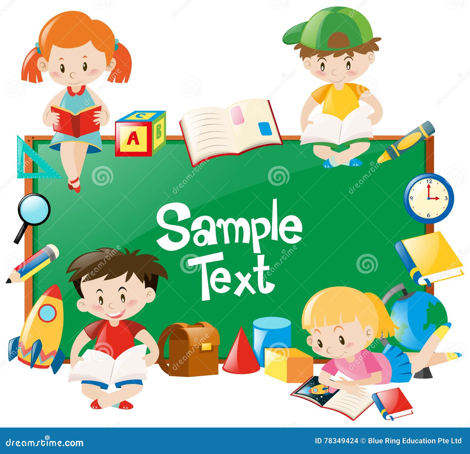Frame Design with Children Reading Books Stock Vector - Illustration of ... Frame Design with Children Reading Books Stock Vector - Illustration of ...