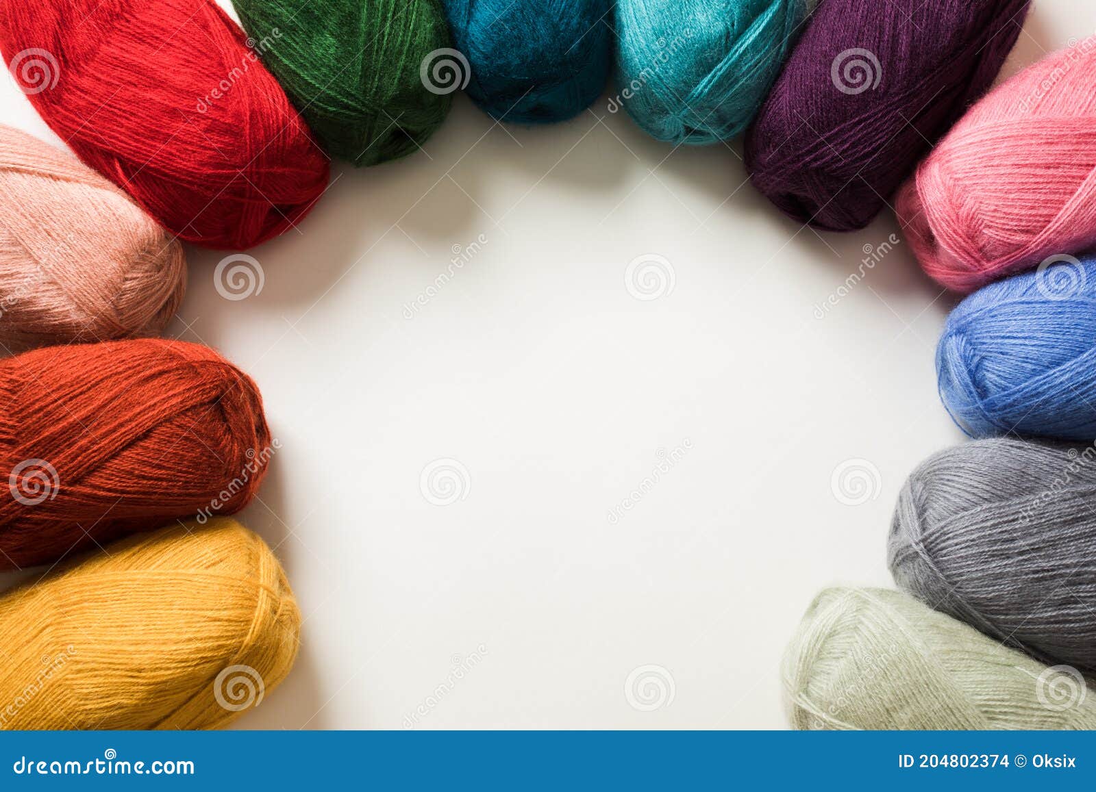 Frame Design of Color Yarn Balls on White Stock Photo - Image of ...