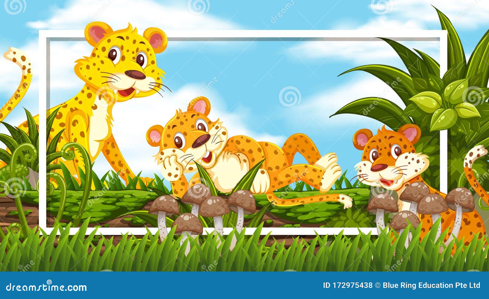 Frame Design with Cute Tigers on the Log Stock Vector - Illustration of ...