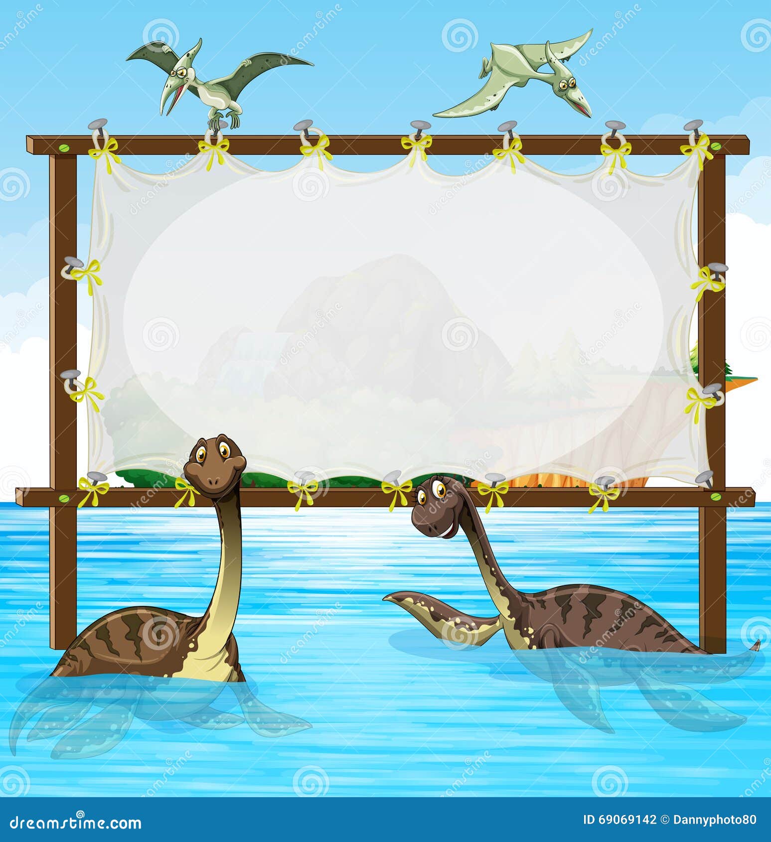 Frame Design with Dinosaurs in the Sea Stock Vector - Illustration of ...