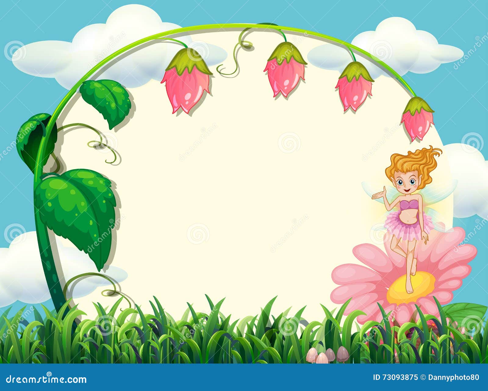 Frame Design with Fairy and Flower Stock Vector - Illustration of ...